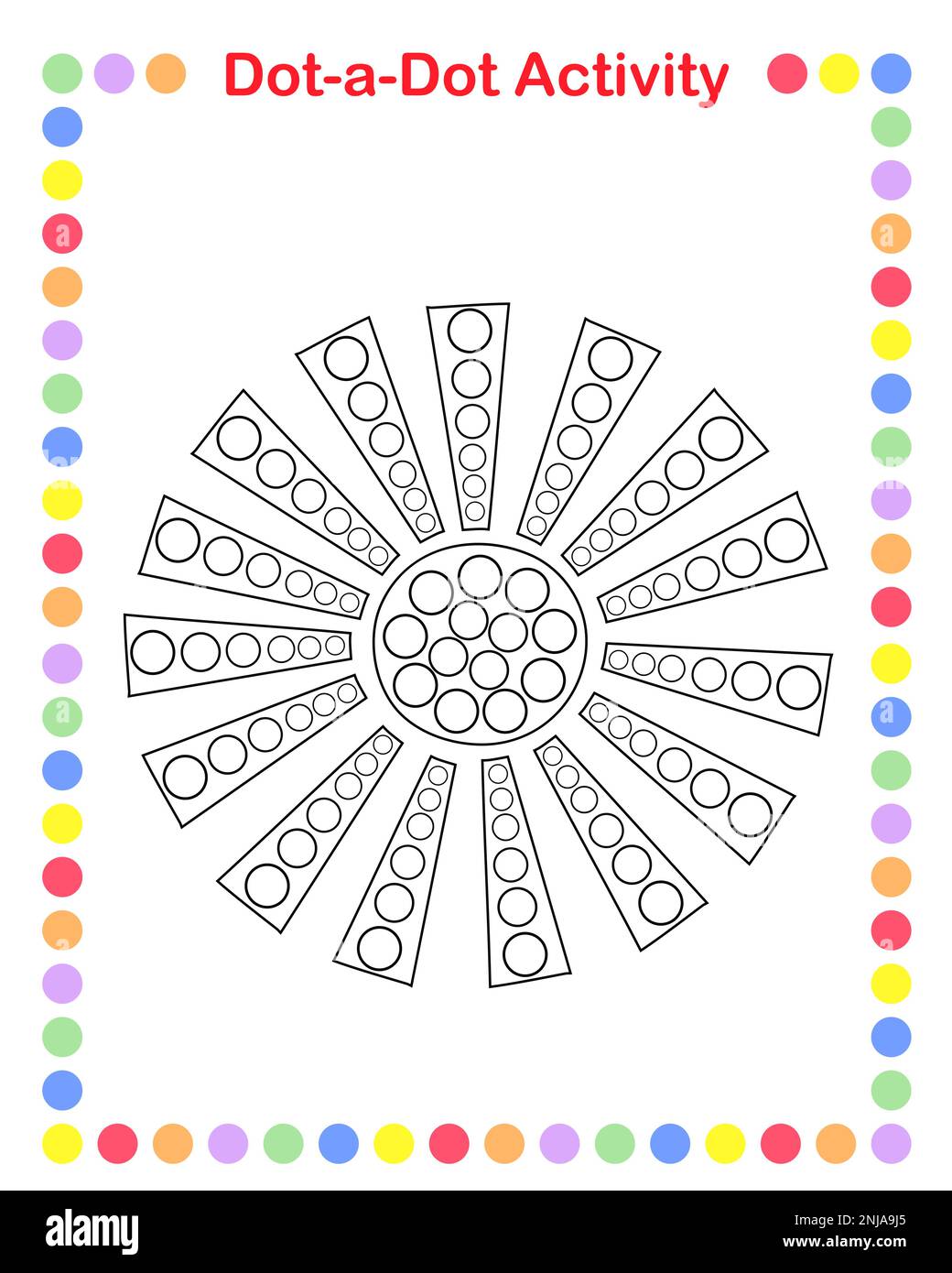 Sun dot-a-dot educational game or leisure worksheet, outline doodle ...