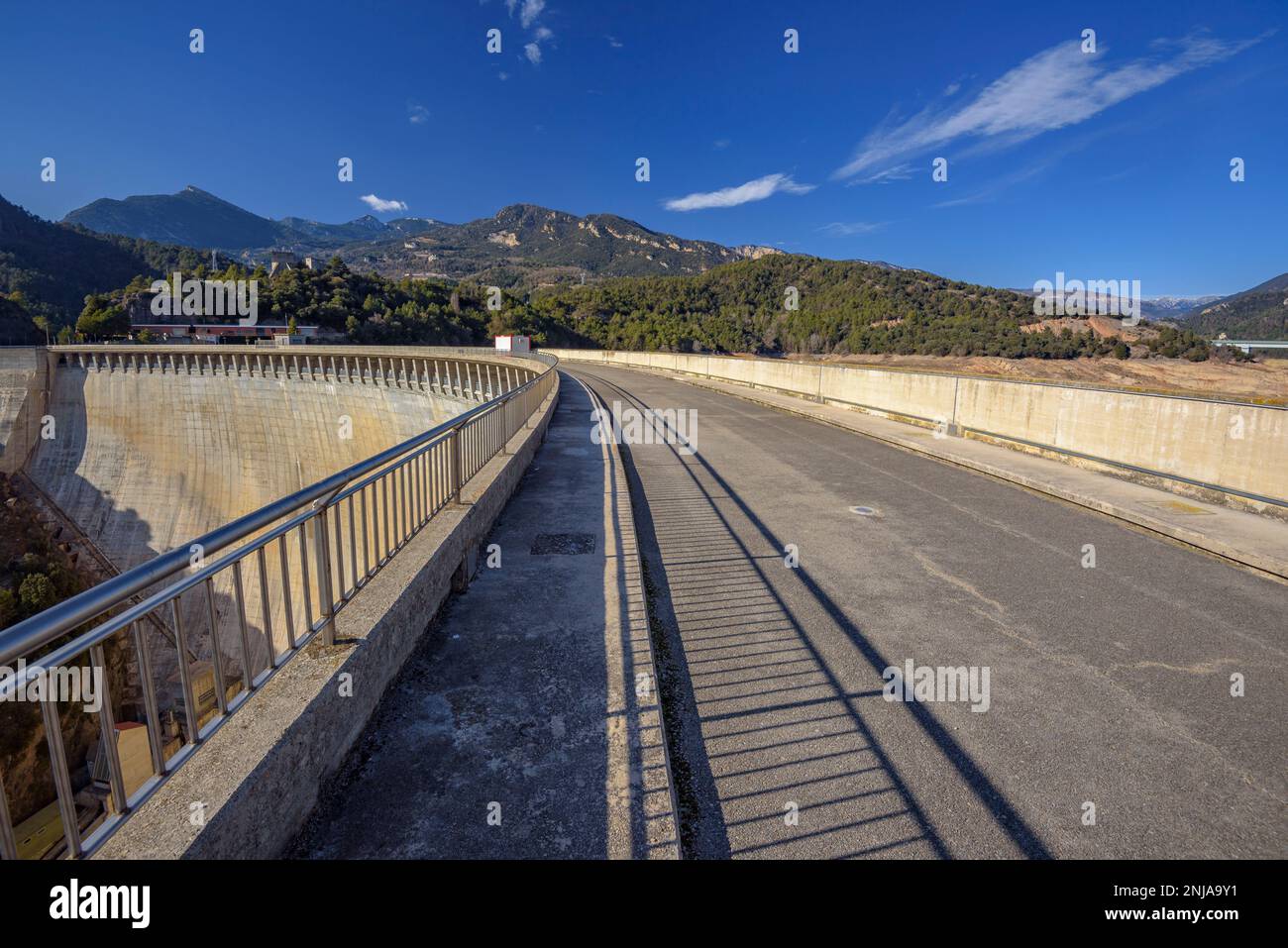 Dam of the Baells reservoir seen from the top (Berguedà, Barcelona ...
