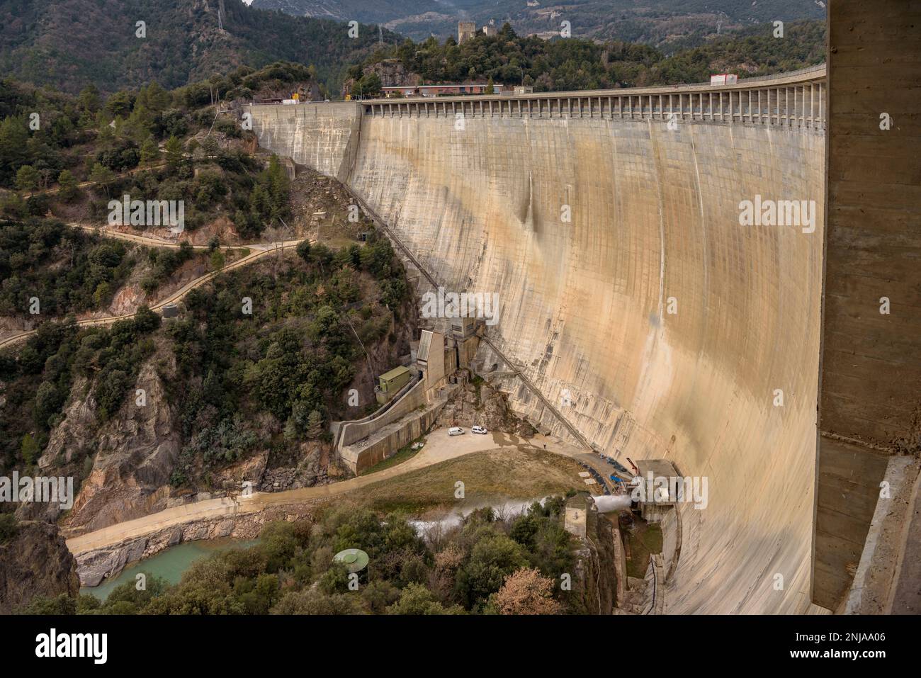 Dam of the Baells reservoir seen from the upper gallery (Berguedà ...
