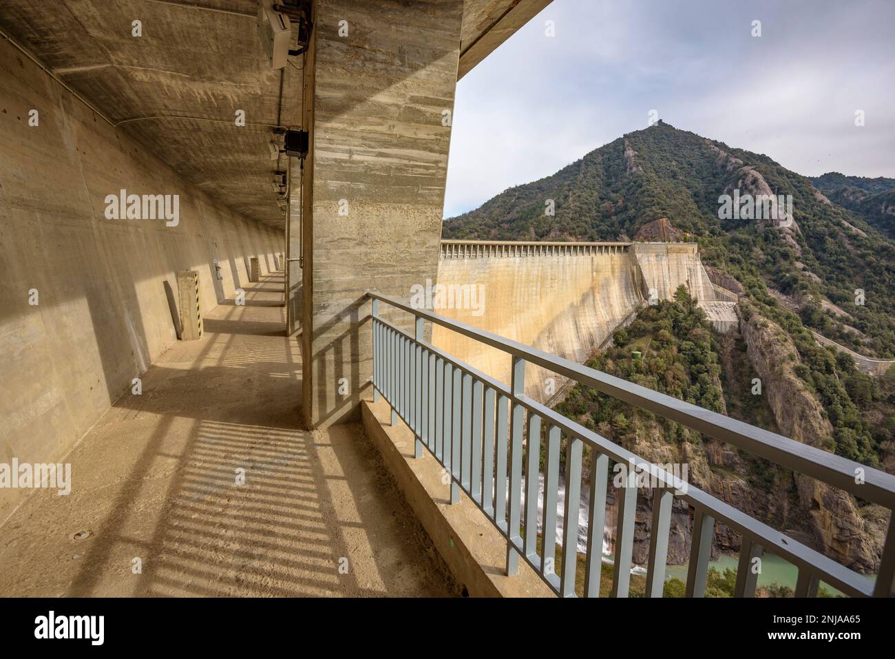 Dam of the Baells reservoir seen from the upper gallery (Berguedà ...