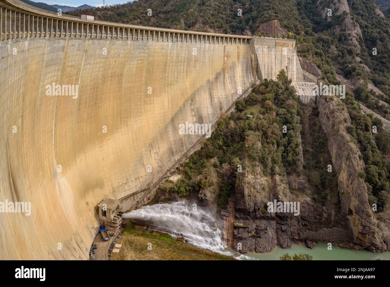 Dam of the Baells reservoir seen from the upper gallery (Berguedà ...