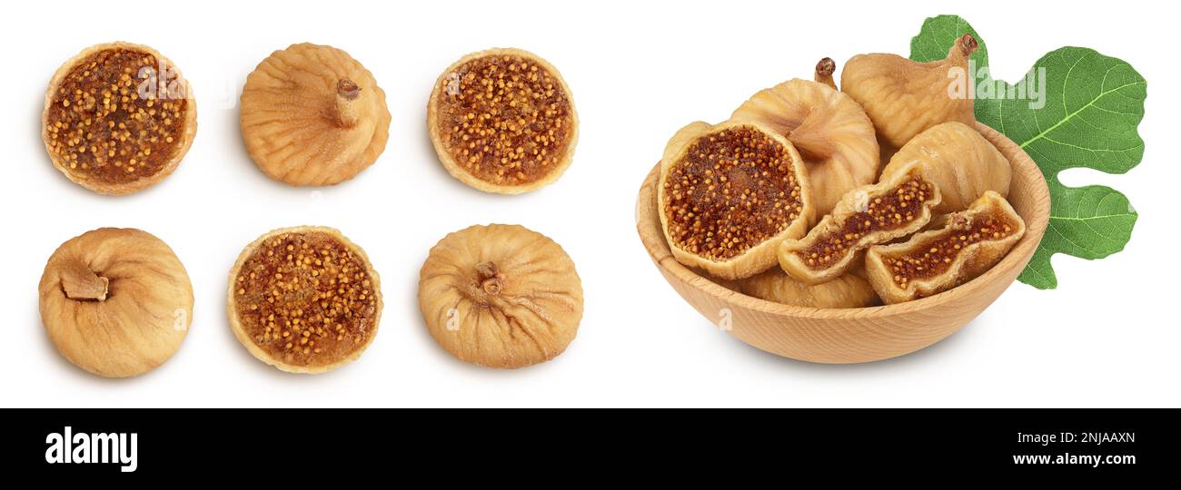 dried fig isolated on white background with full depth of field. Top ...