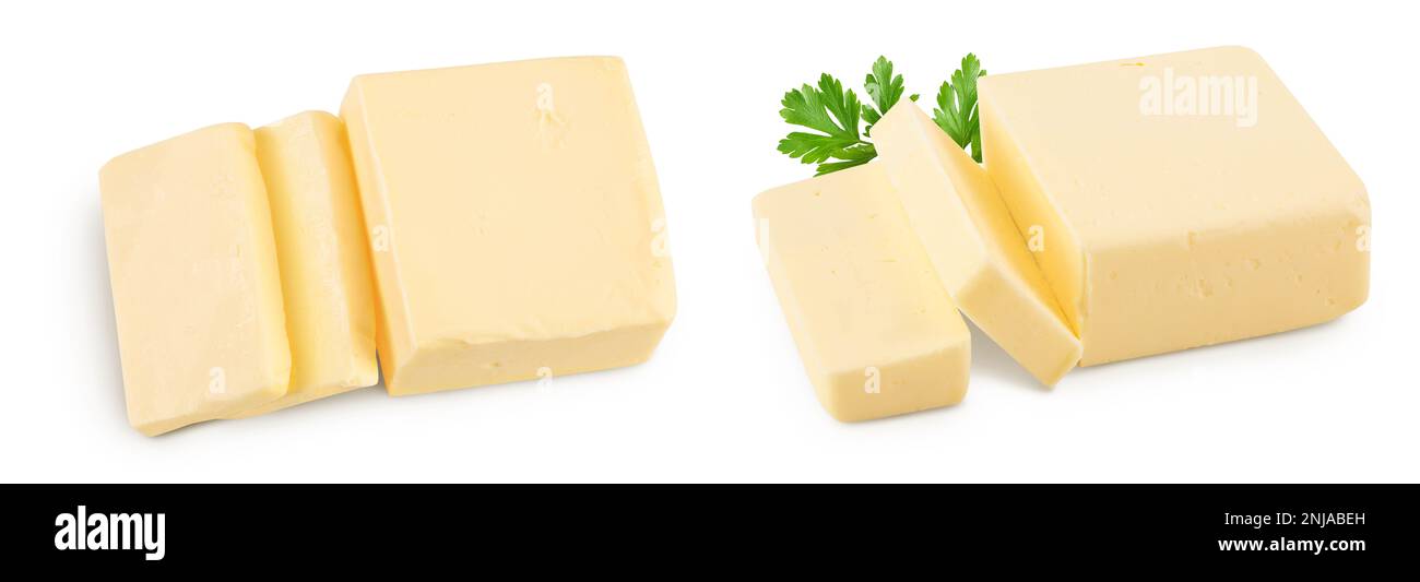 butter isolated on white background with full depth of field. Top view ...