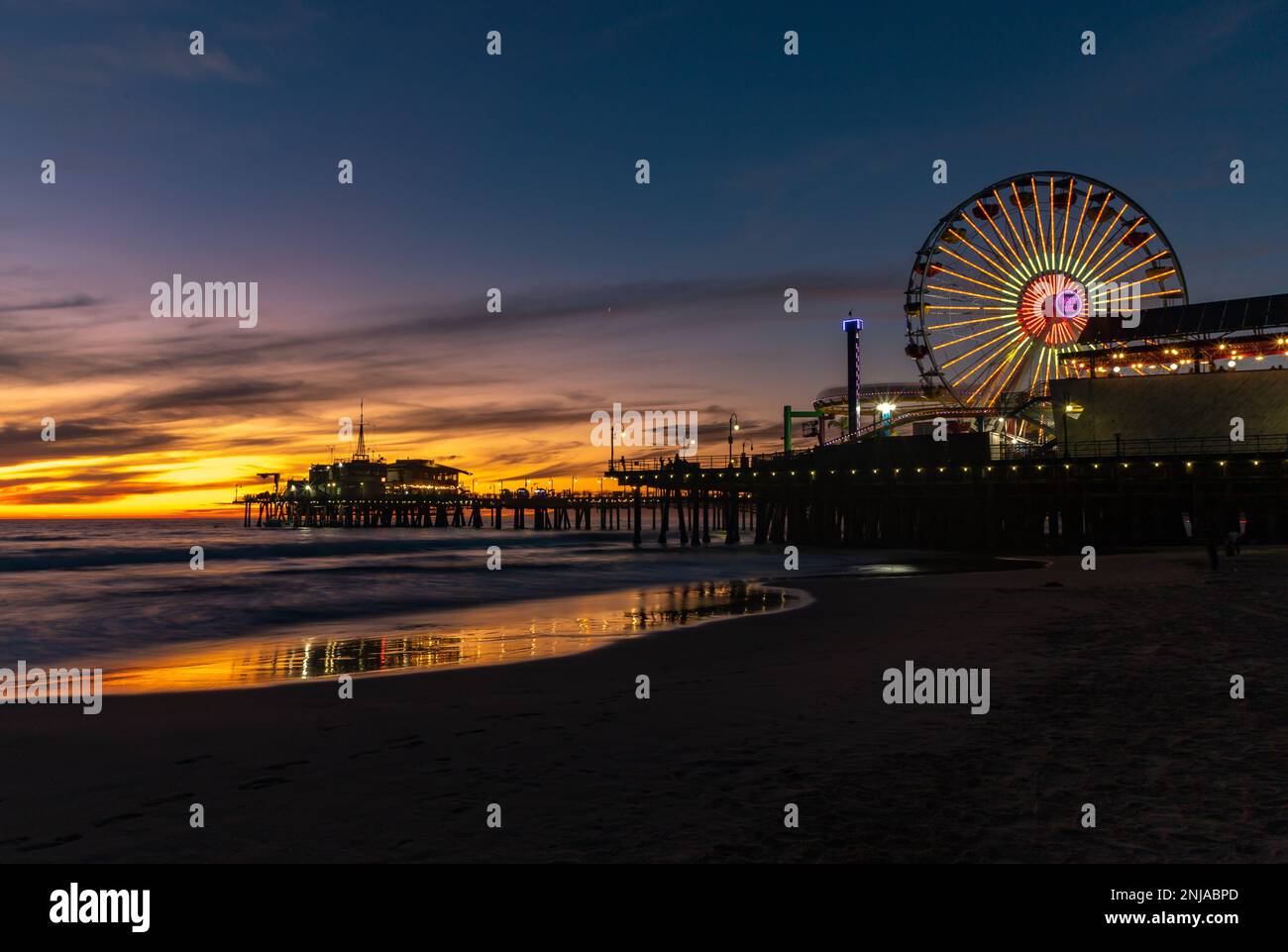 A picture of the Santa Monica Pier, the Pacific Wheel, and the Santa ...