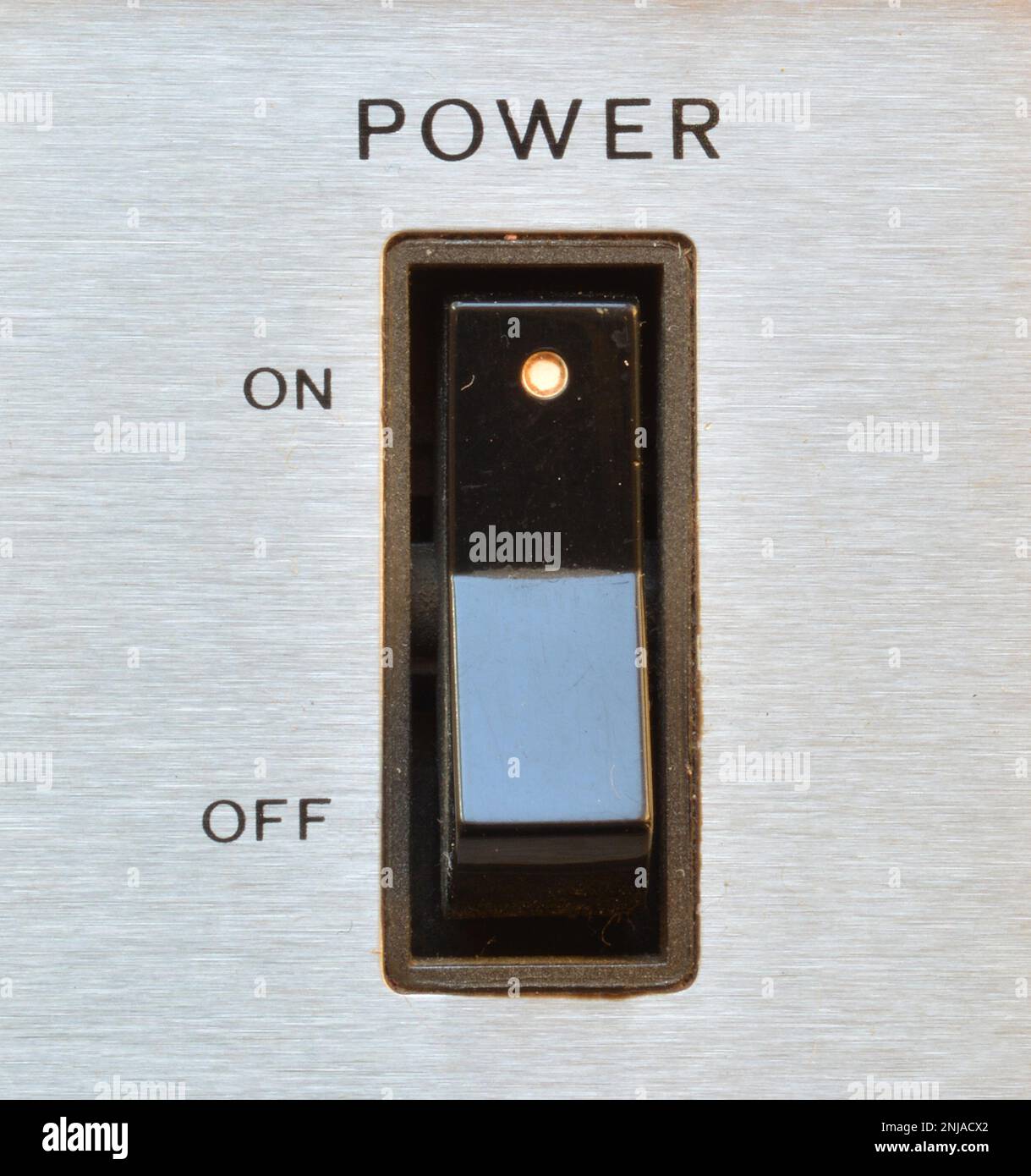 Power on and off button on old cassette player Stock Photo - Alamy