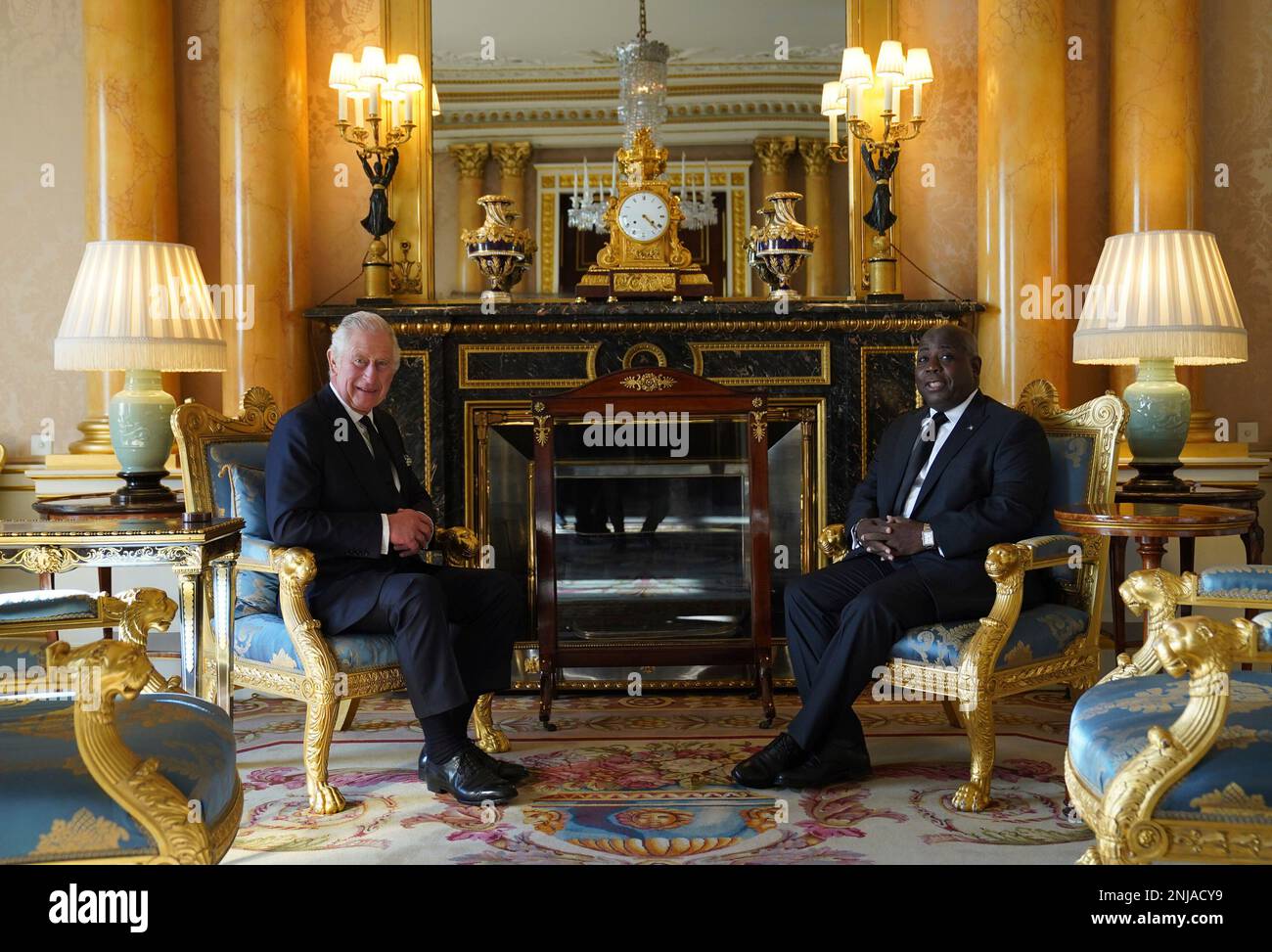 Britain's King Charles III sits with Prime Minister of the Bahamas ...