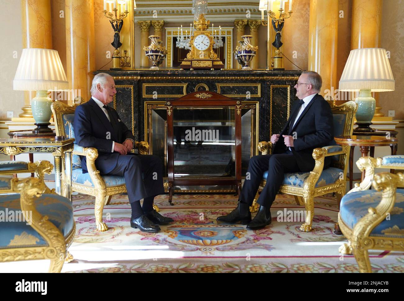 Britain's King Charles III sits with Prime Minister of Australia ...