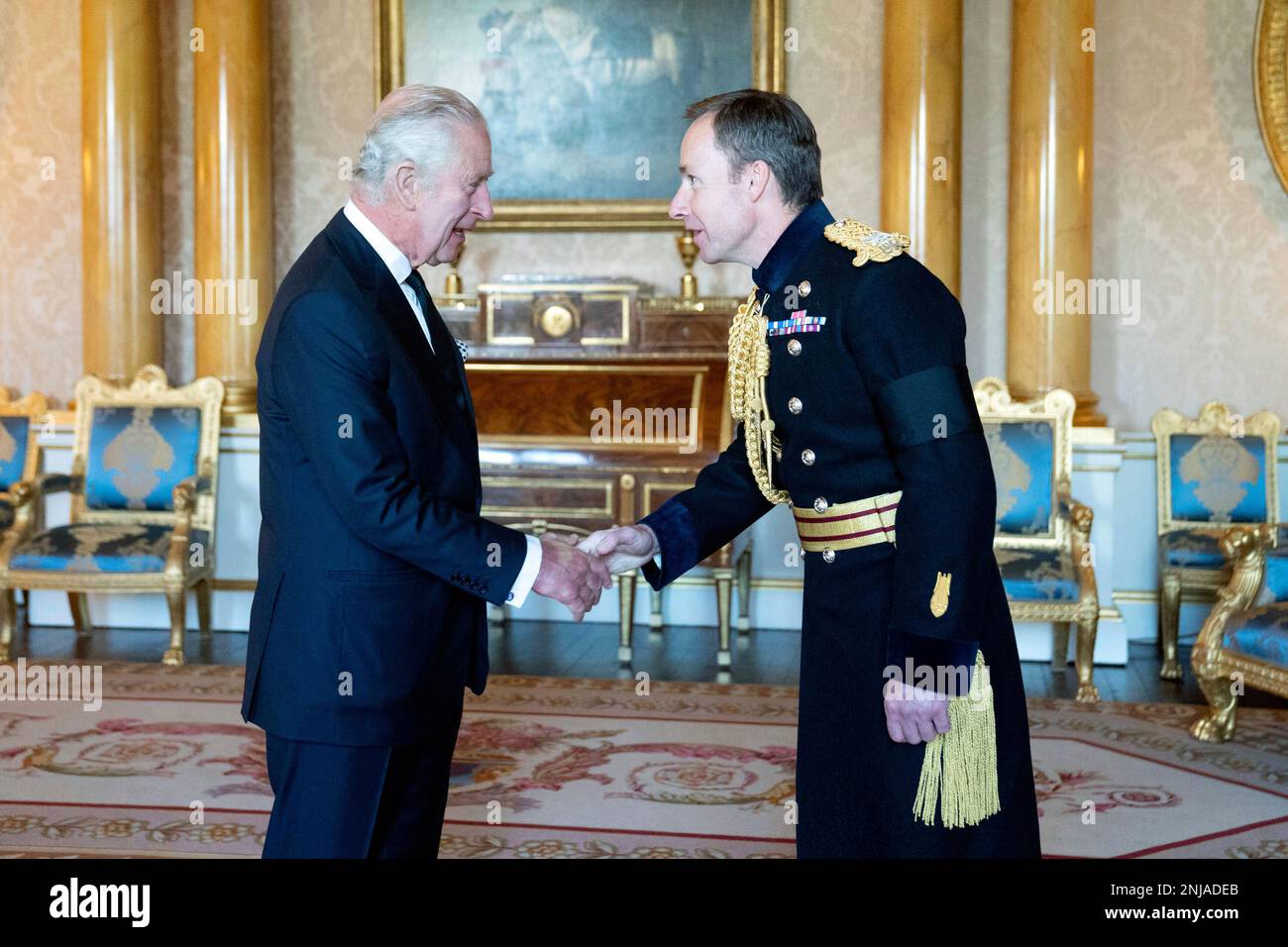 King Charles III greets Major General ENS Millar, Defence Services ...