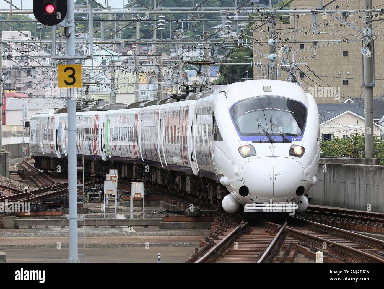 Tilting train is unveiled on JR Sasebo Line at Sasebo Station in Sasebo ...