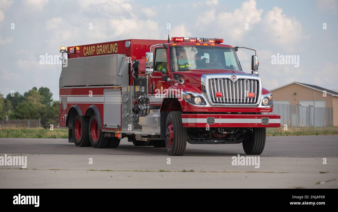 An Army National Guard fire truck from the 1442nd Engineer Detachment ...