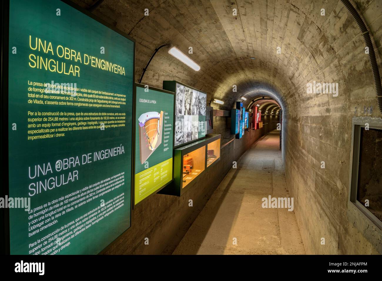 Inside one of the galleries of the dam of the Baells reservoir which is ...