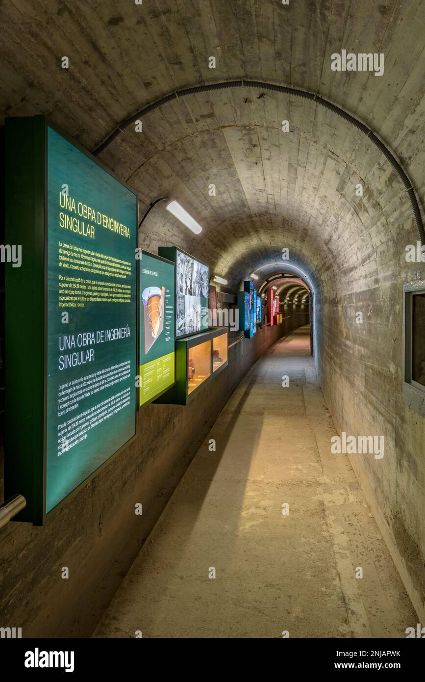 Inside one of the galleries of the dam of the Baells reservoir which is ...