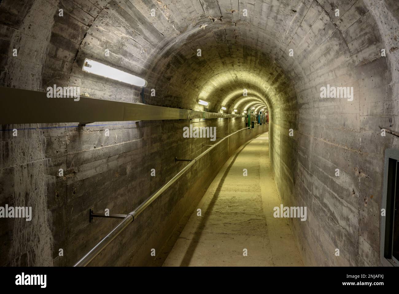 Inside one of the galleries of the dam of the Baells reservoir which is ...