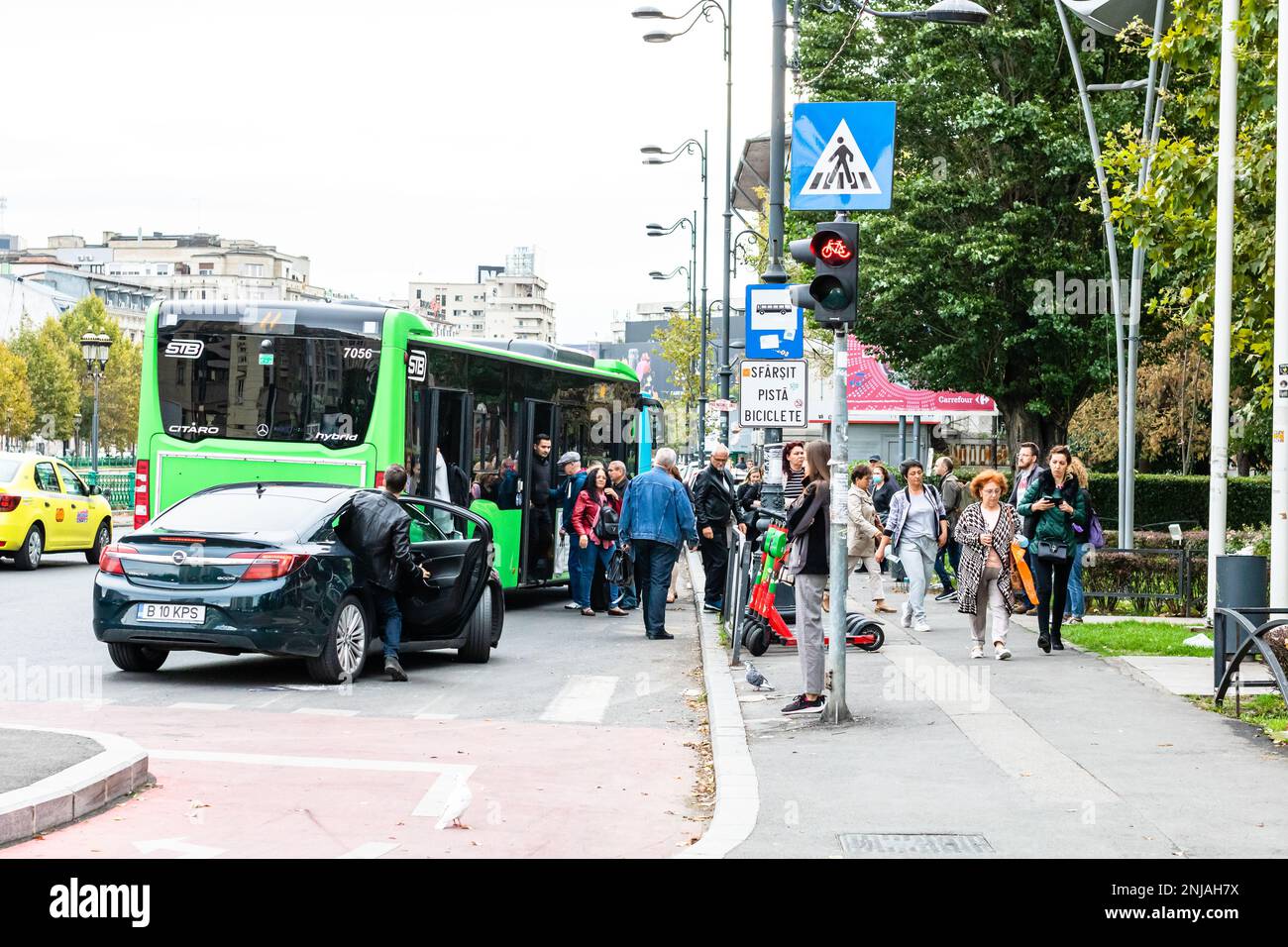 Bus in traffic. STB public transport Bucharest, Romania, 2022 Stock ...