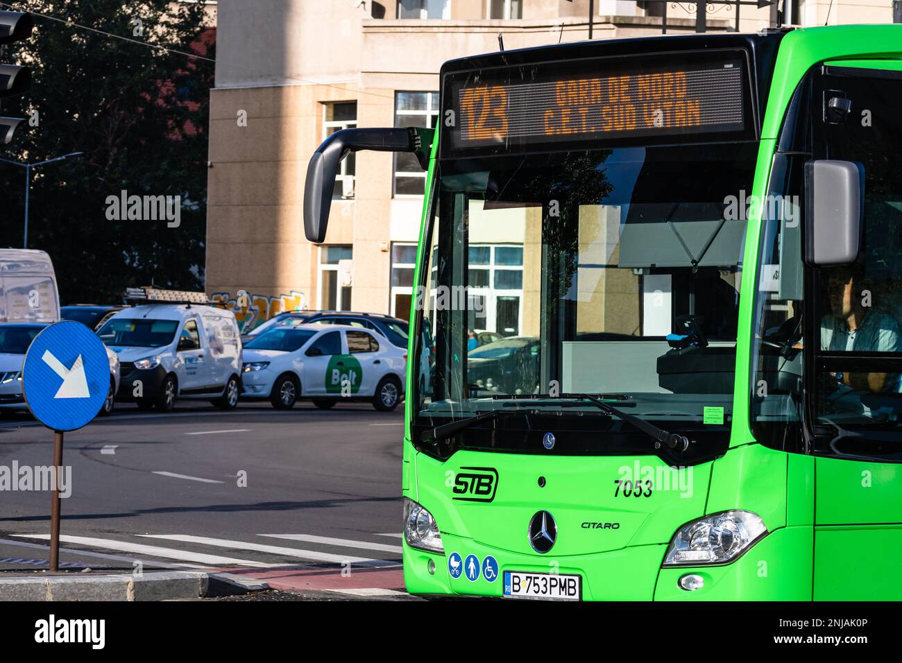 Bus in traffic. STB public transport Bucharest, Romania, 2022 Stock ...