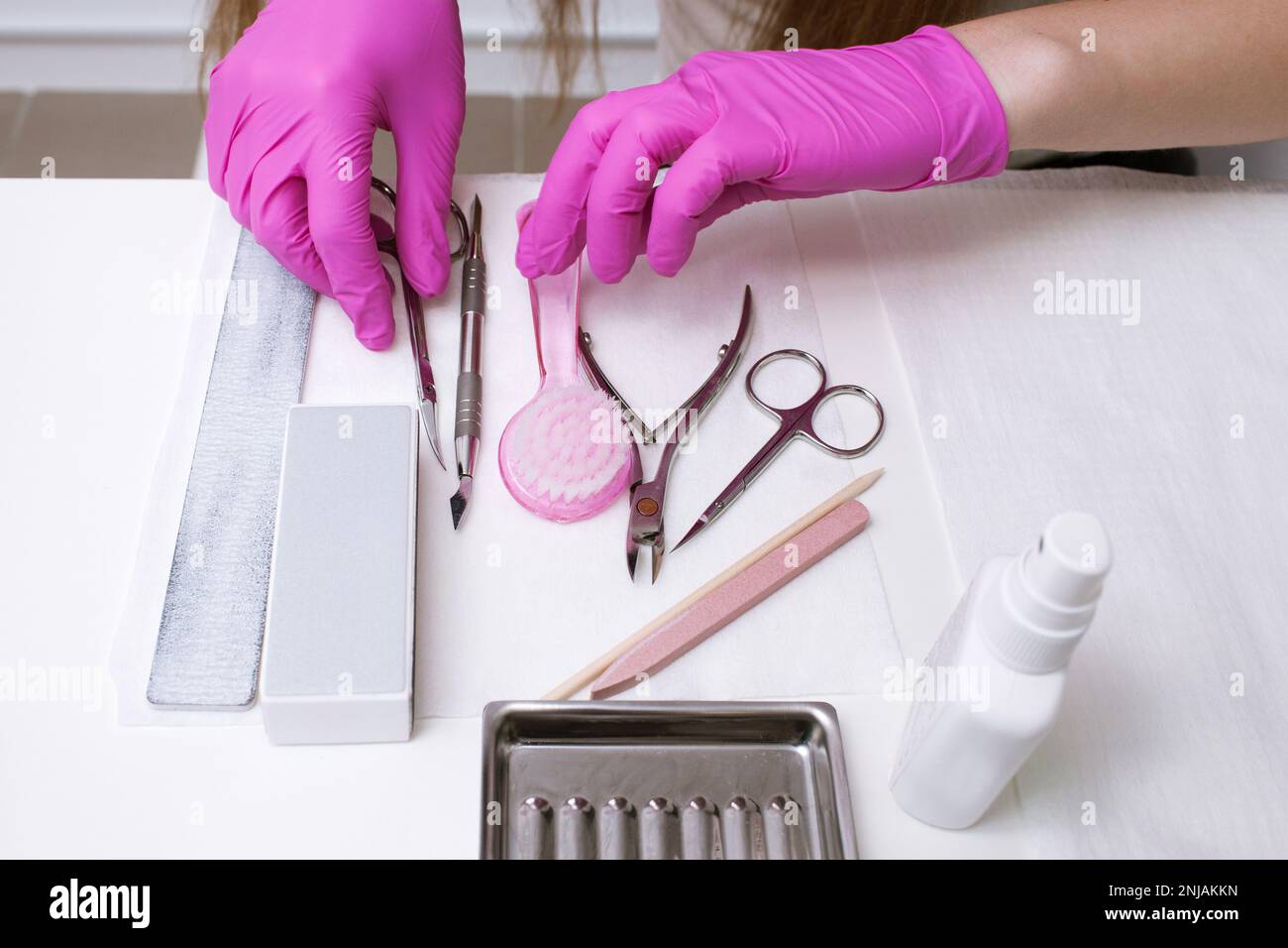 Workplace with manicure professional tools Stock Photo - Alamy