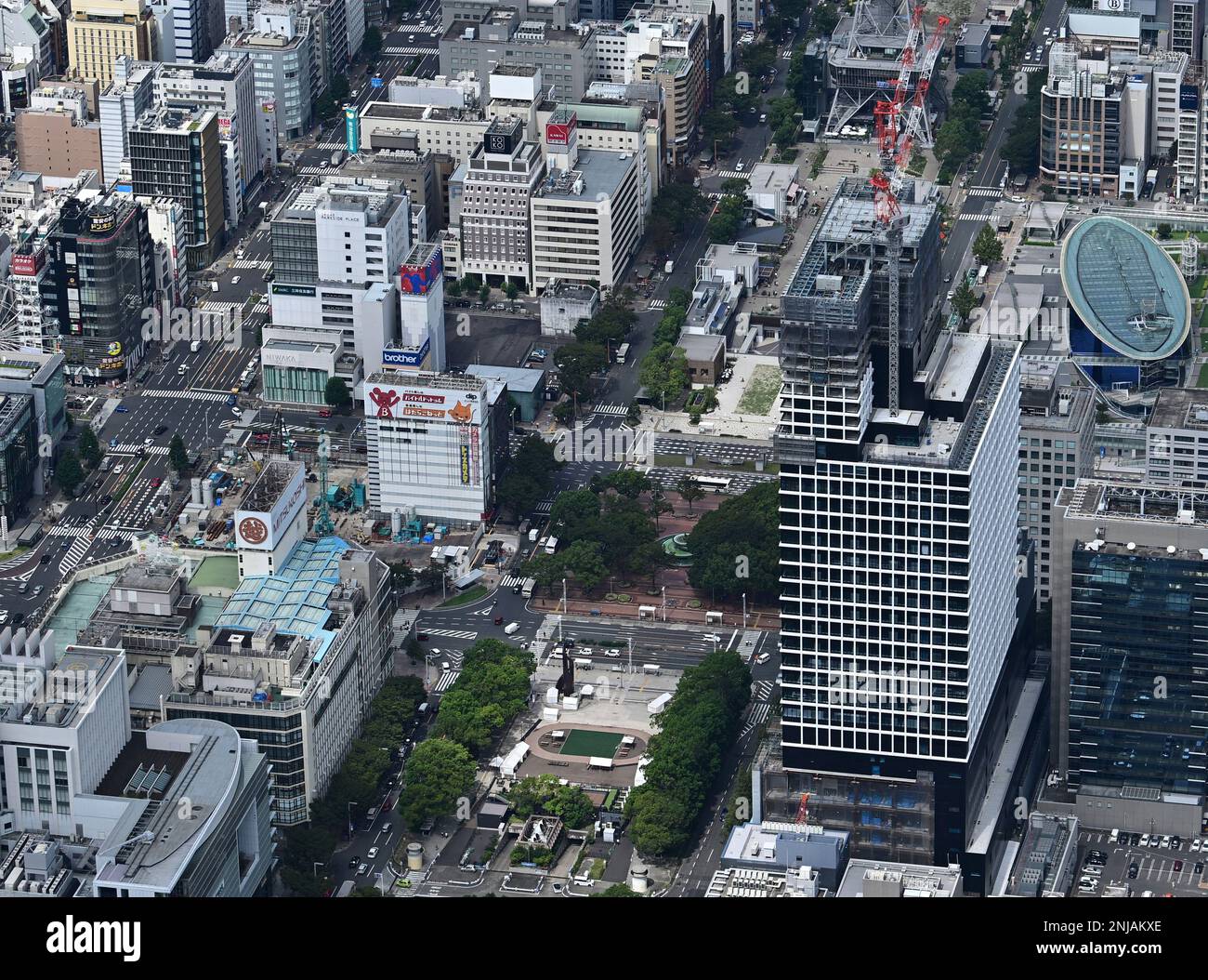 An aerial photo shows the townscape around Sakae district in Nagoya ...