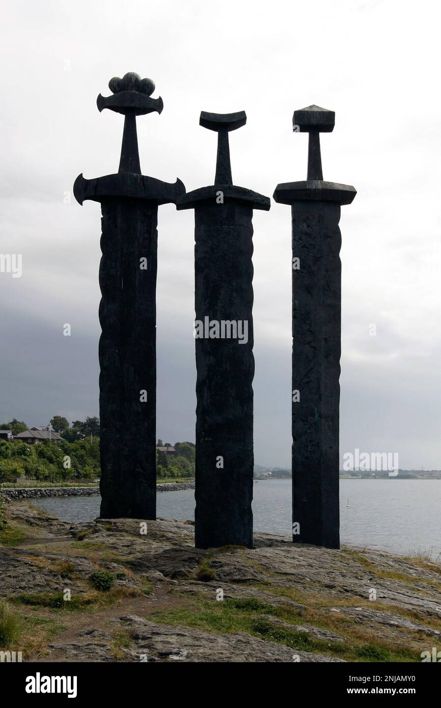 STAVANGER, NORWAY ON JULY 03, 2010. The Three Swords Monument. Art ...