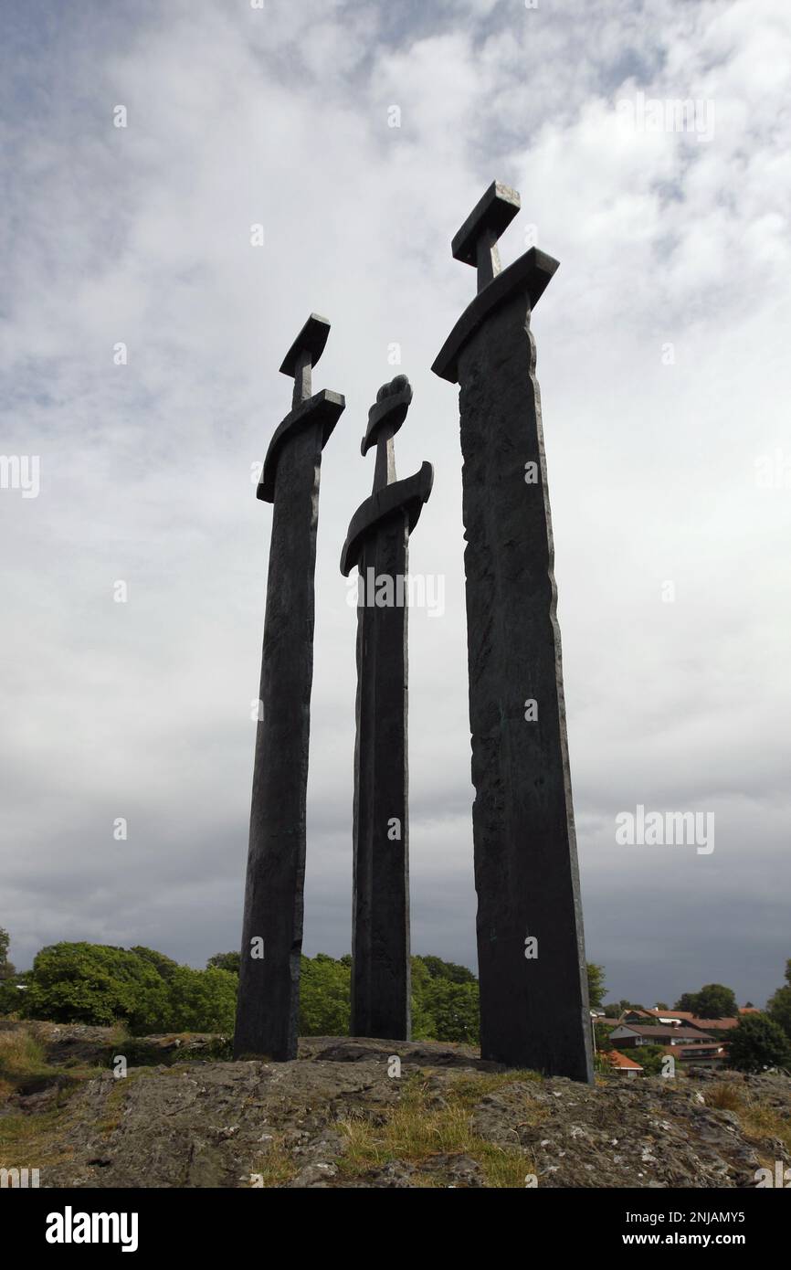 STAVANGER, NORWAY ON JULY 03, 2010. The Three Swords Monument. Art ...