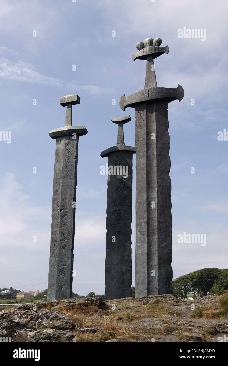 STAVANGER, NORWAY ON JULY 03, 2010. The Three Swords Monument. Art ...