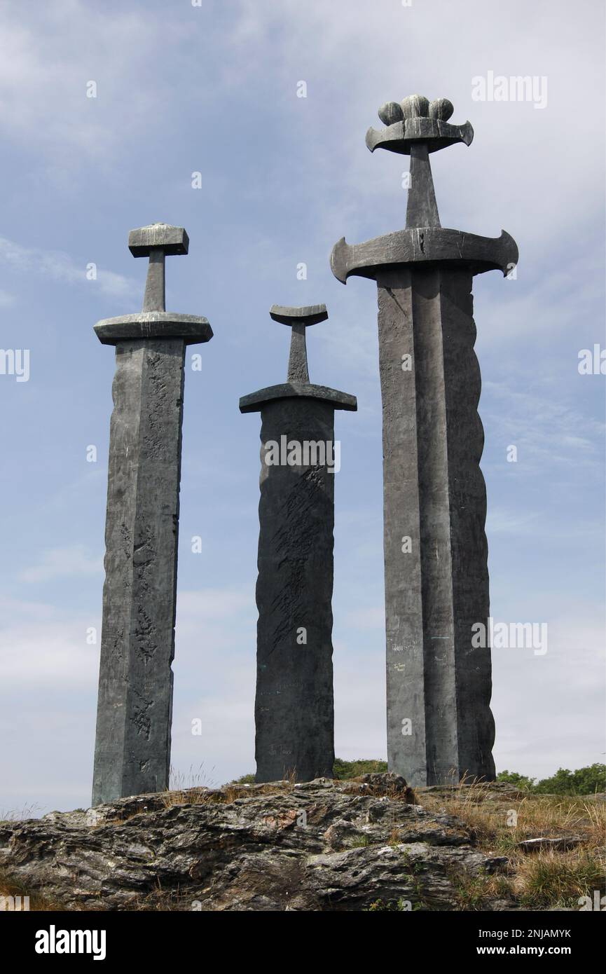 STAVANGER, NORWAY ON JULY 03, 2010. The Three Swords Monument. Art ...