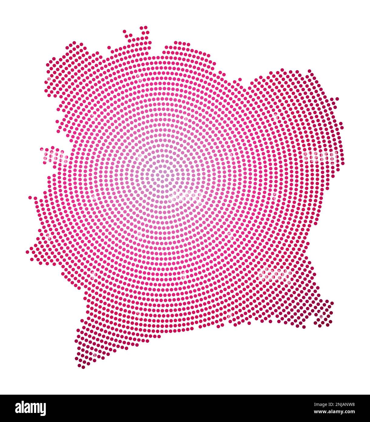 Ivory Coast dotted map. Digital style shape of Ivory Coast. Tech icon ...