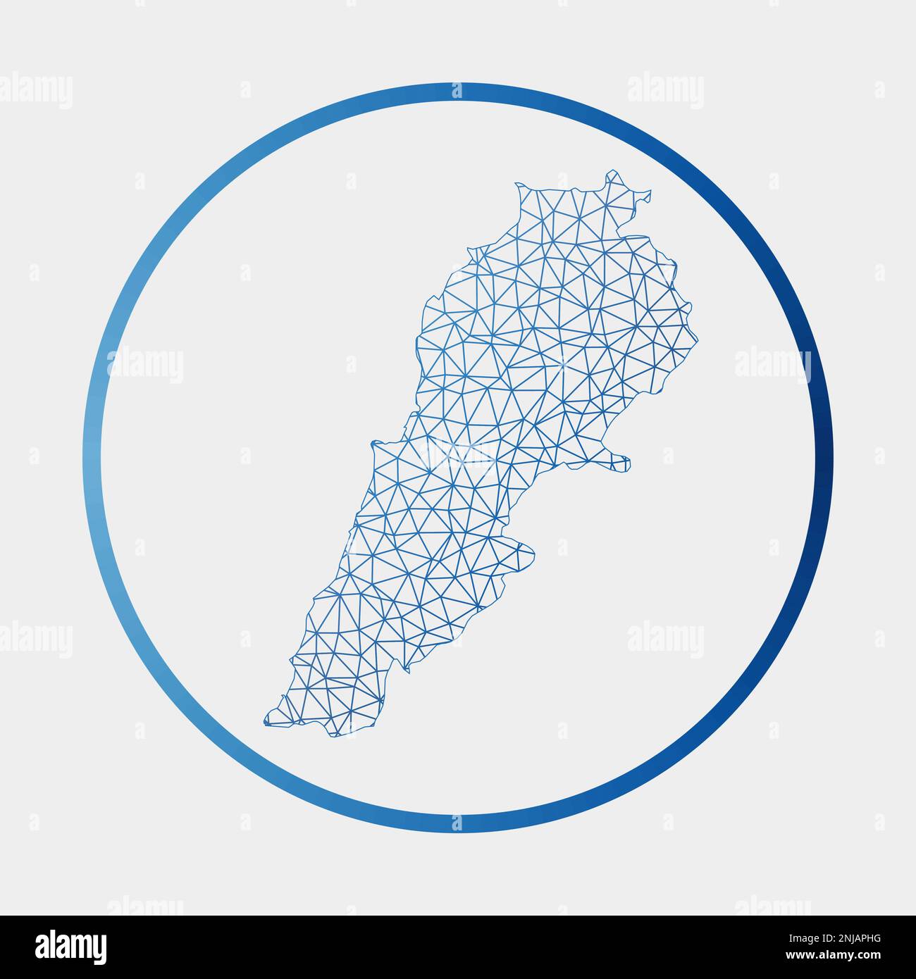 Lebanon icon. Network map of the country. Round Lebanon sign with ...