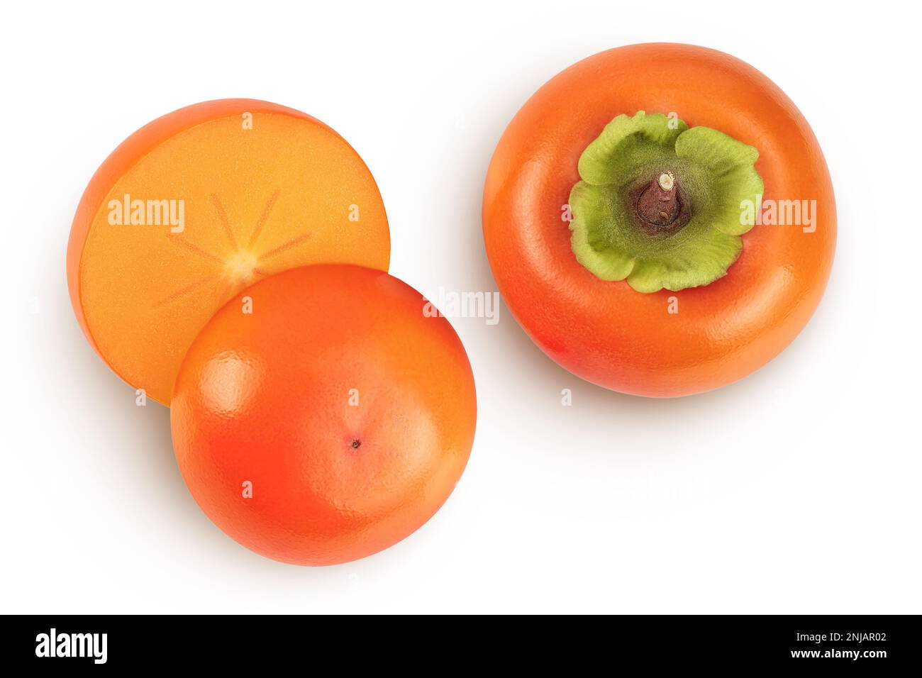 Persimmon fruit isolated on white background with full depth of field ...