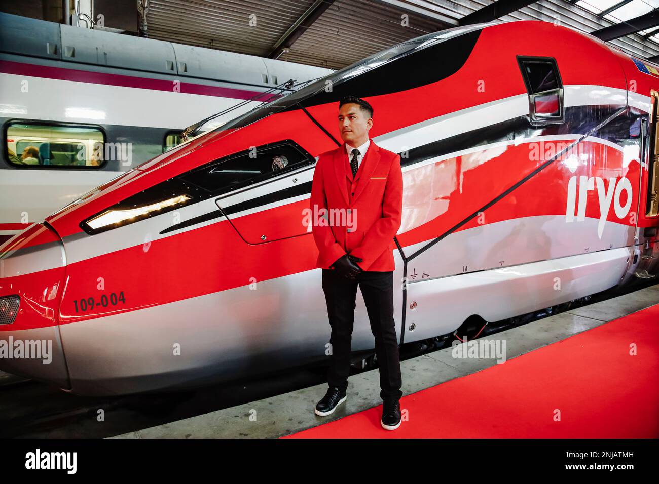 Train of railway operator Iryo on the tracks during the company's ...