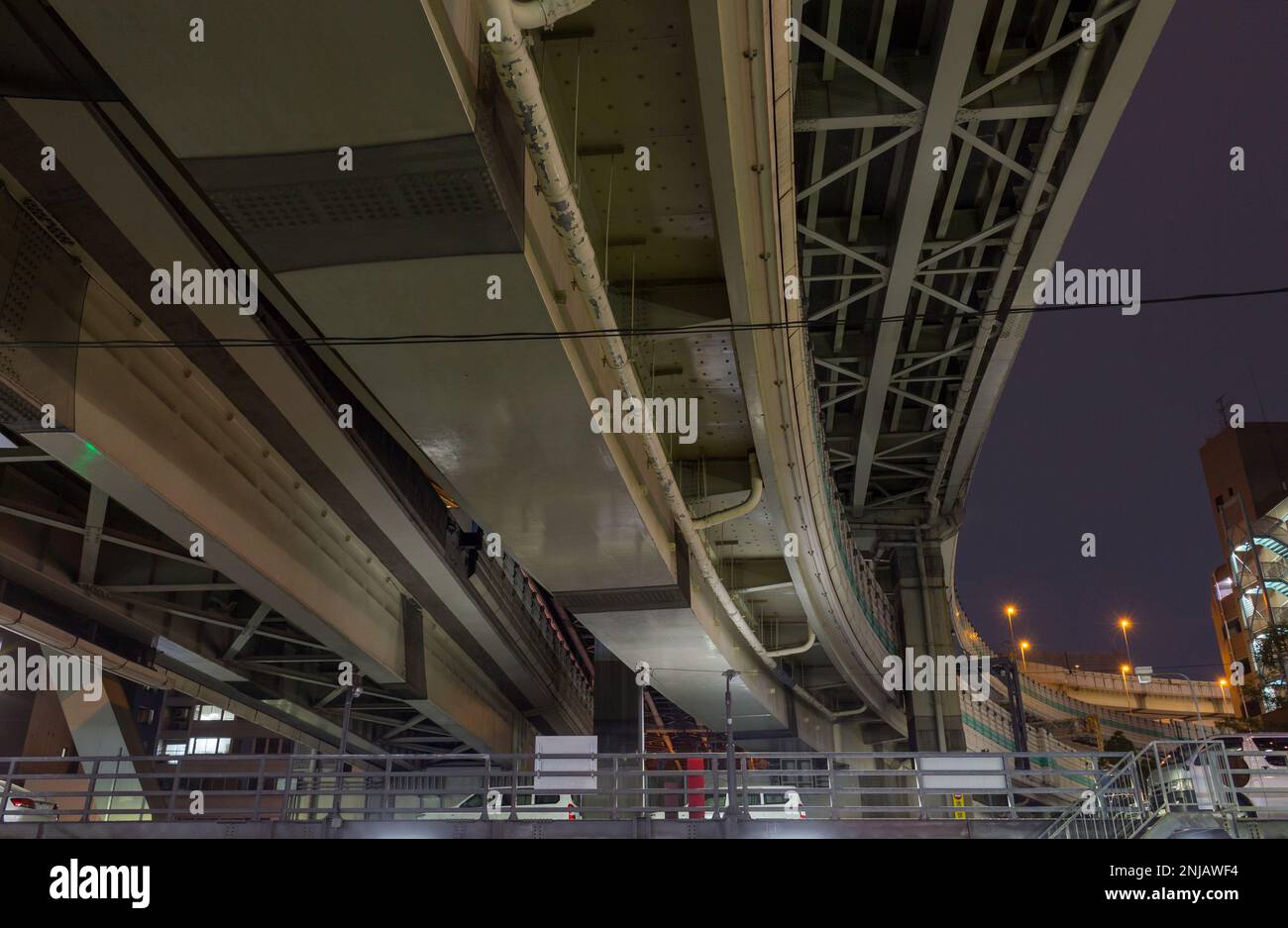 Night view with long-exposure starburst effects, of the complex ...