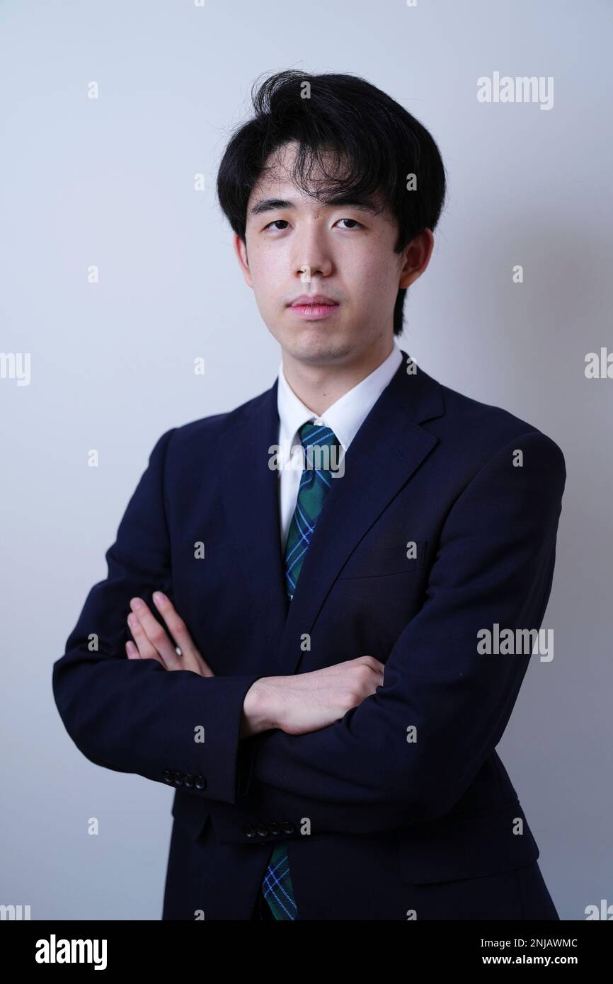 Sōta Fujii, a Japanese professional shogi player ranked 9-dan, poses ...