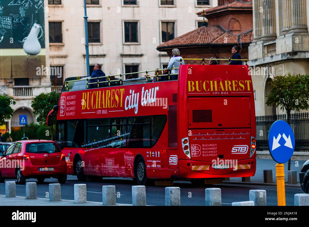 Tourist double decker red bus. Bucharest City Tour Bus. Bucharest ...