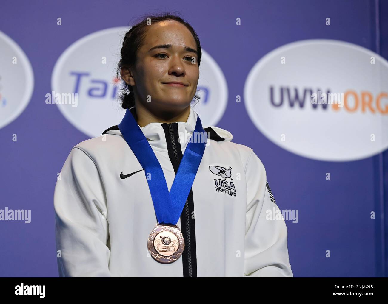 Mallory Maxine VELTE of United States of America, bronze, attends the ...