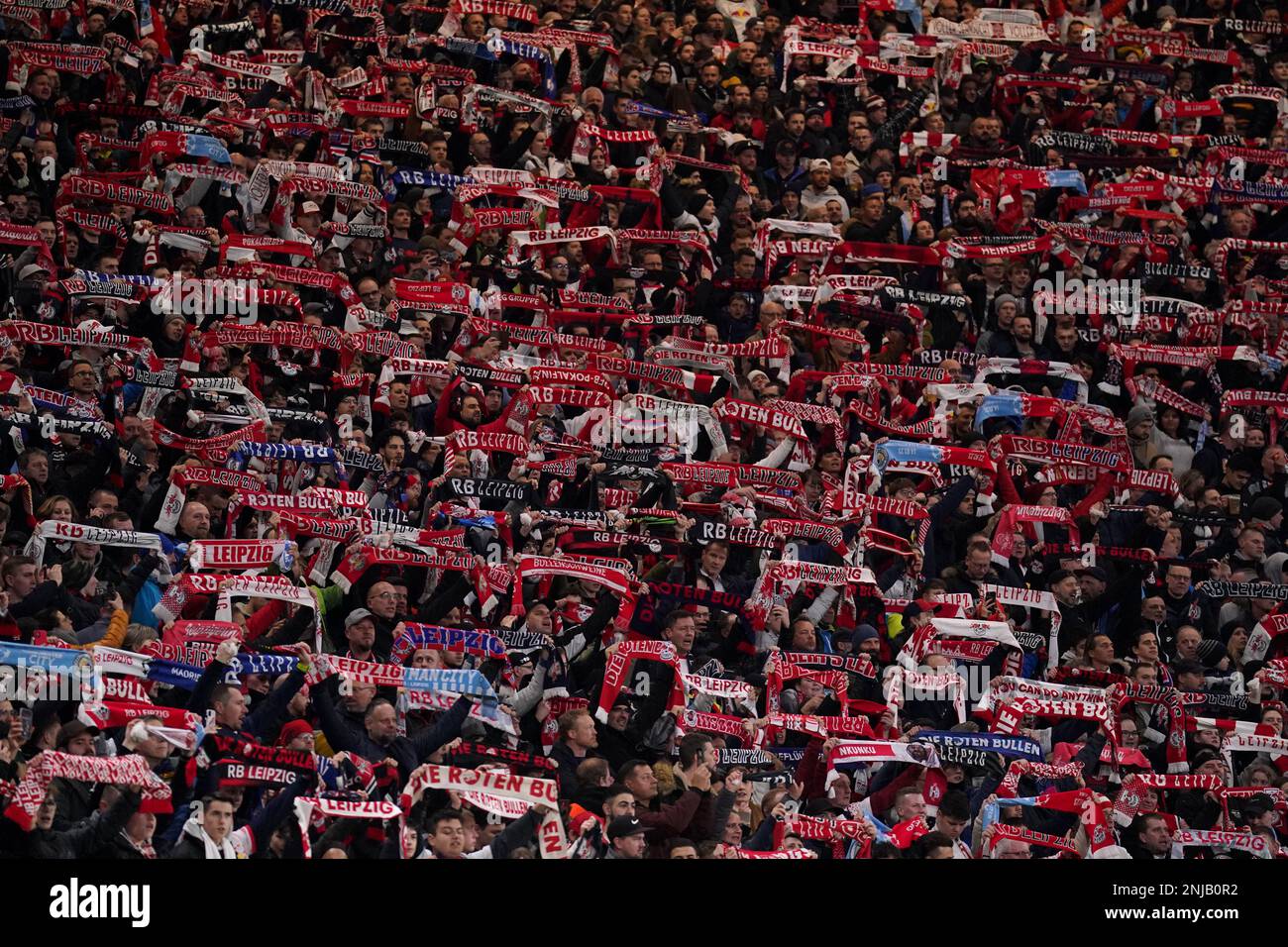 RB Leipzig fans show their support in the stands before the Champions ...
