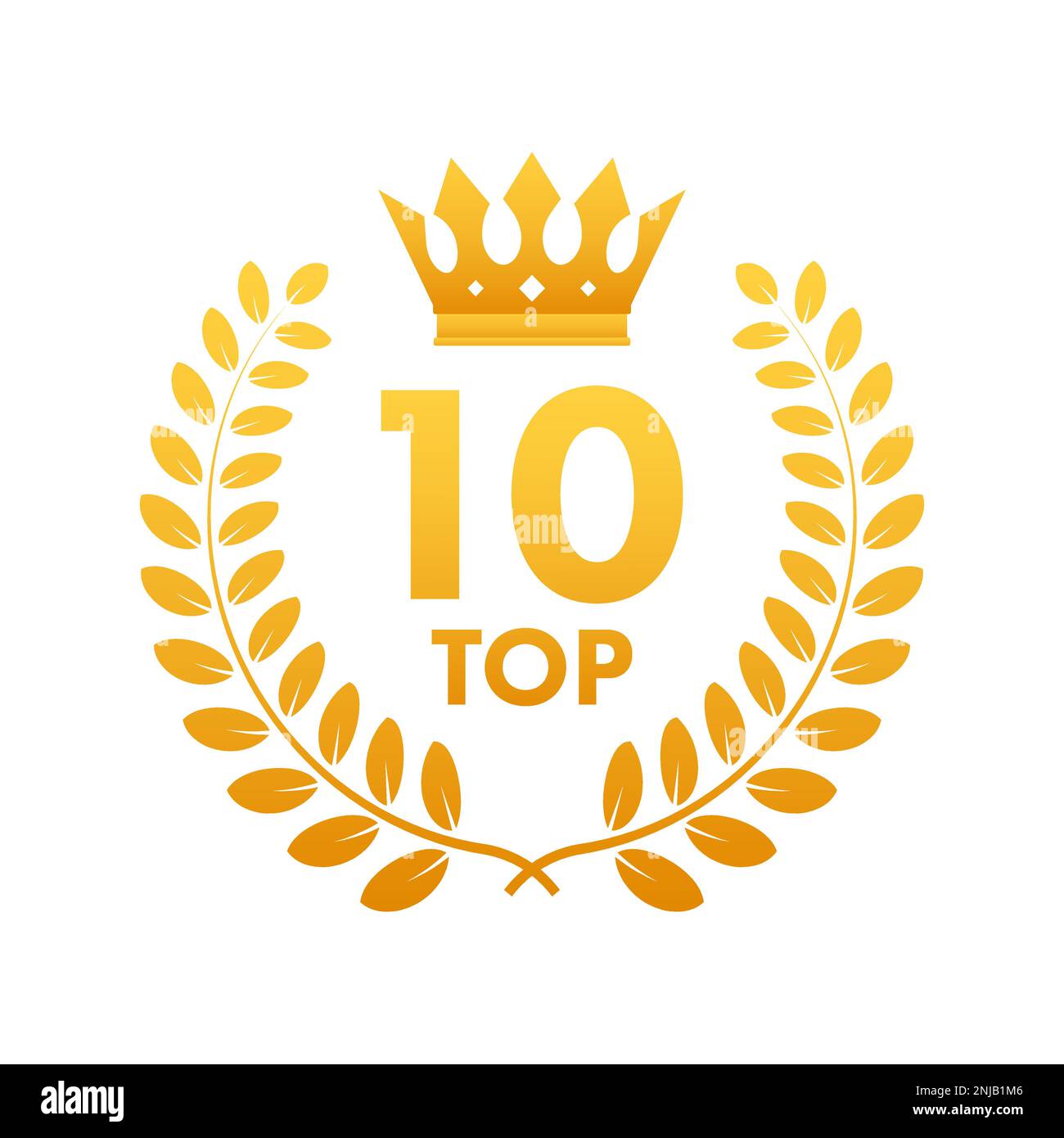 Top 10 label. Golden laurel wreath icon. Vector stock illustration ...