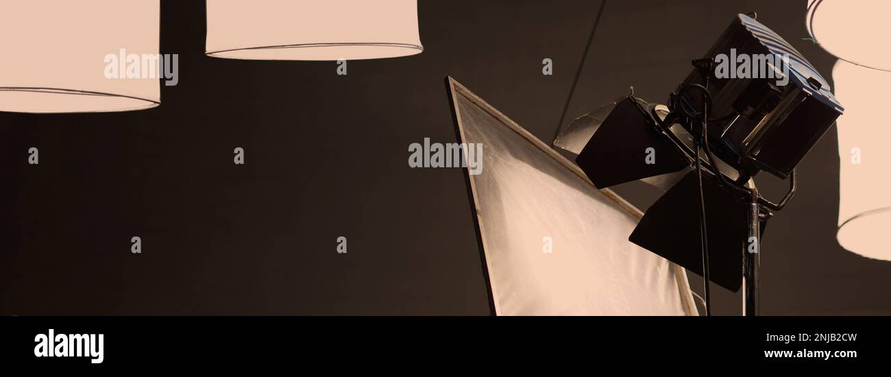 Film light for video production camera in studio set. Use as studio ...