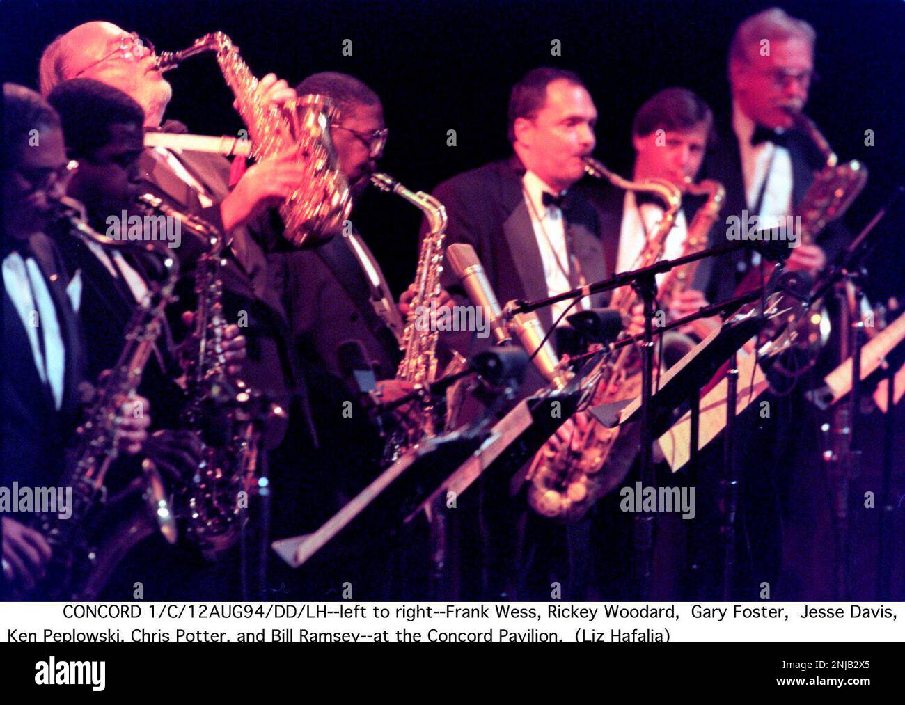 FRANK WESS (FROM LEFT), RICKY WOODARD, GARY FOSTER AND JESSIE DAVIS ...
