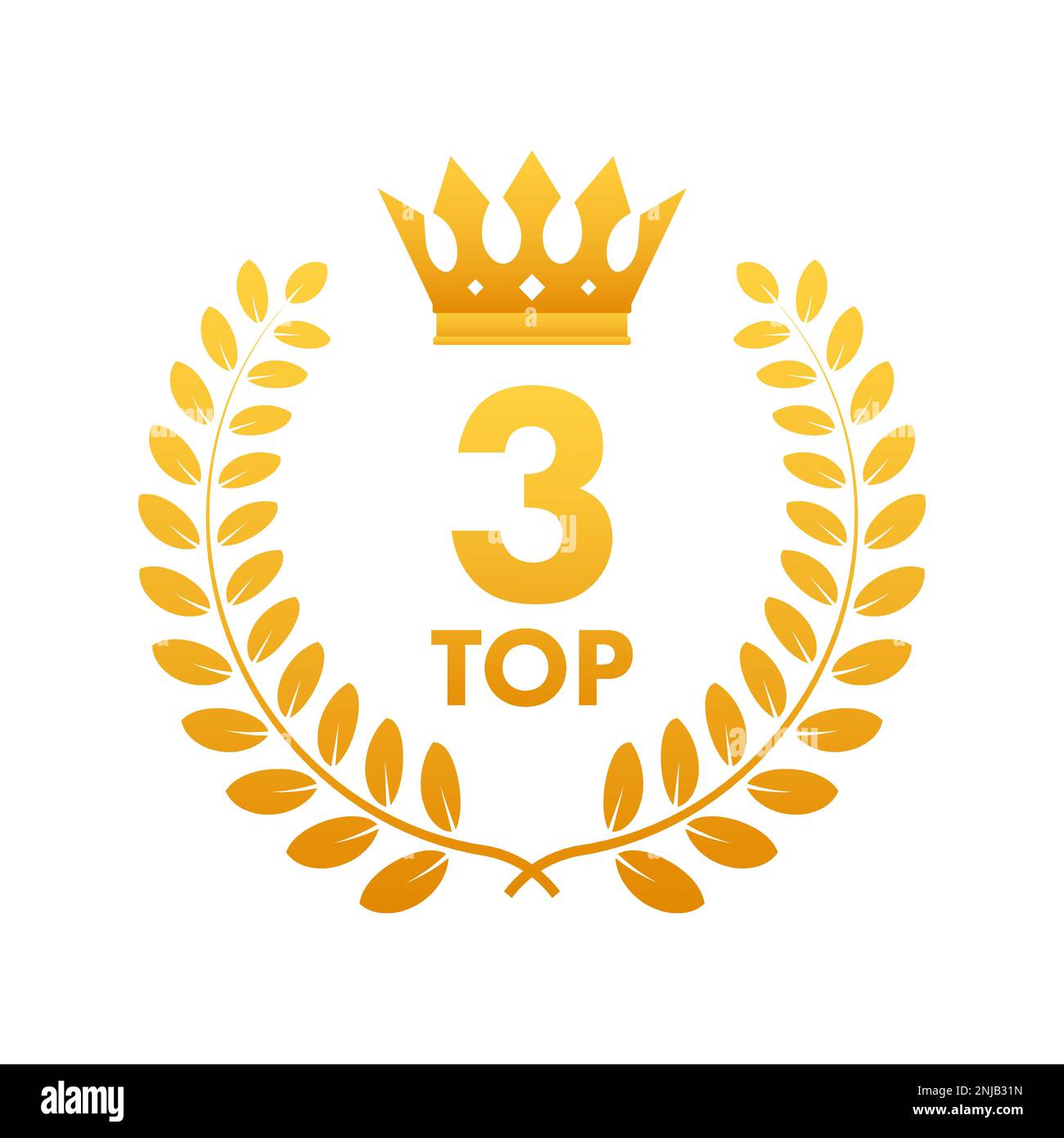 Top 3 label. Golden laurel wreath icon. Vector stock illustration Stock ...