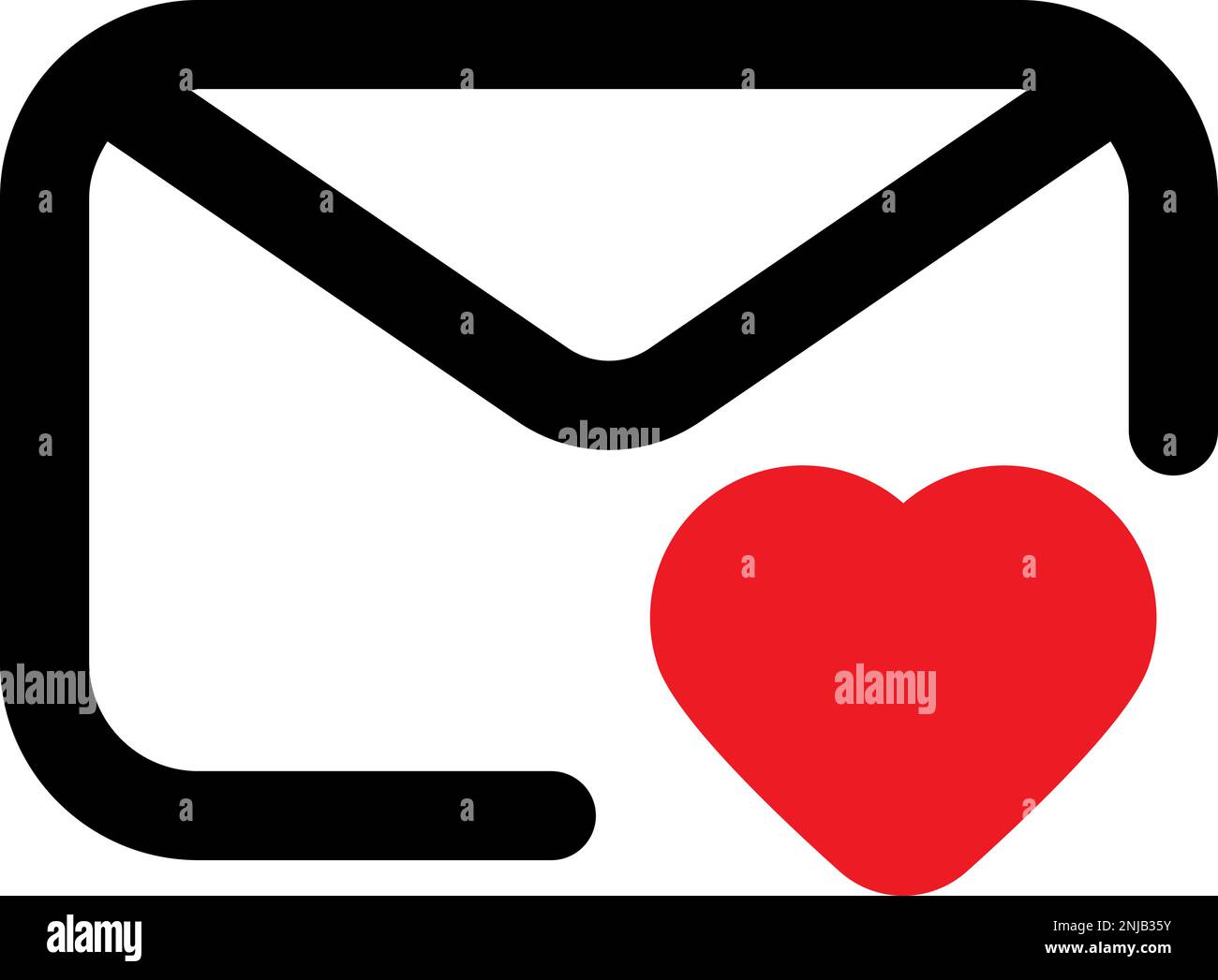 Letter with heart, message of love in envelope, Vector illustration ...