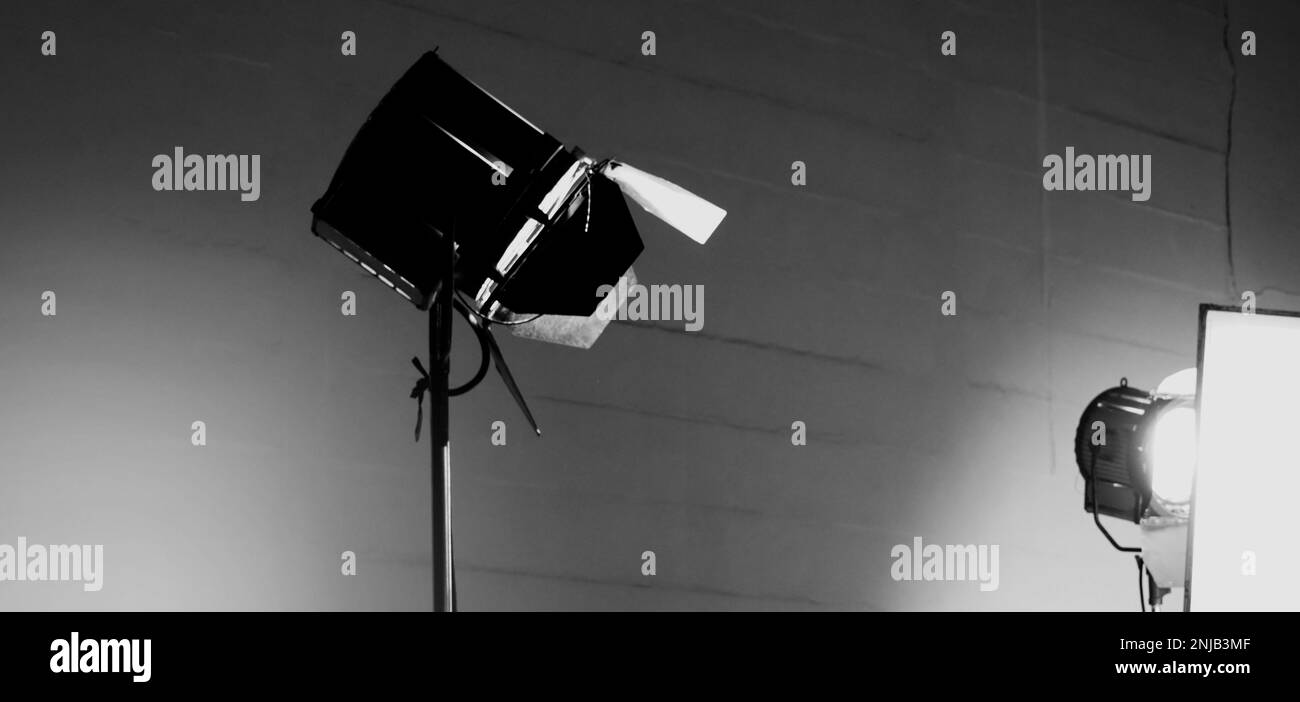 Film light for video production camera in studio set. Use as studio ...