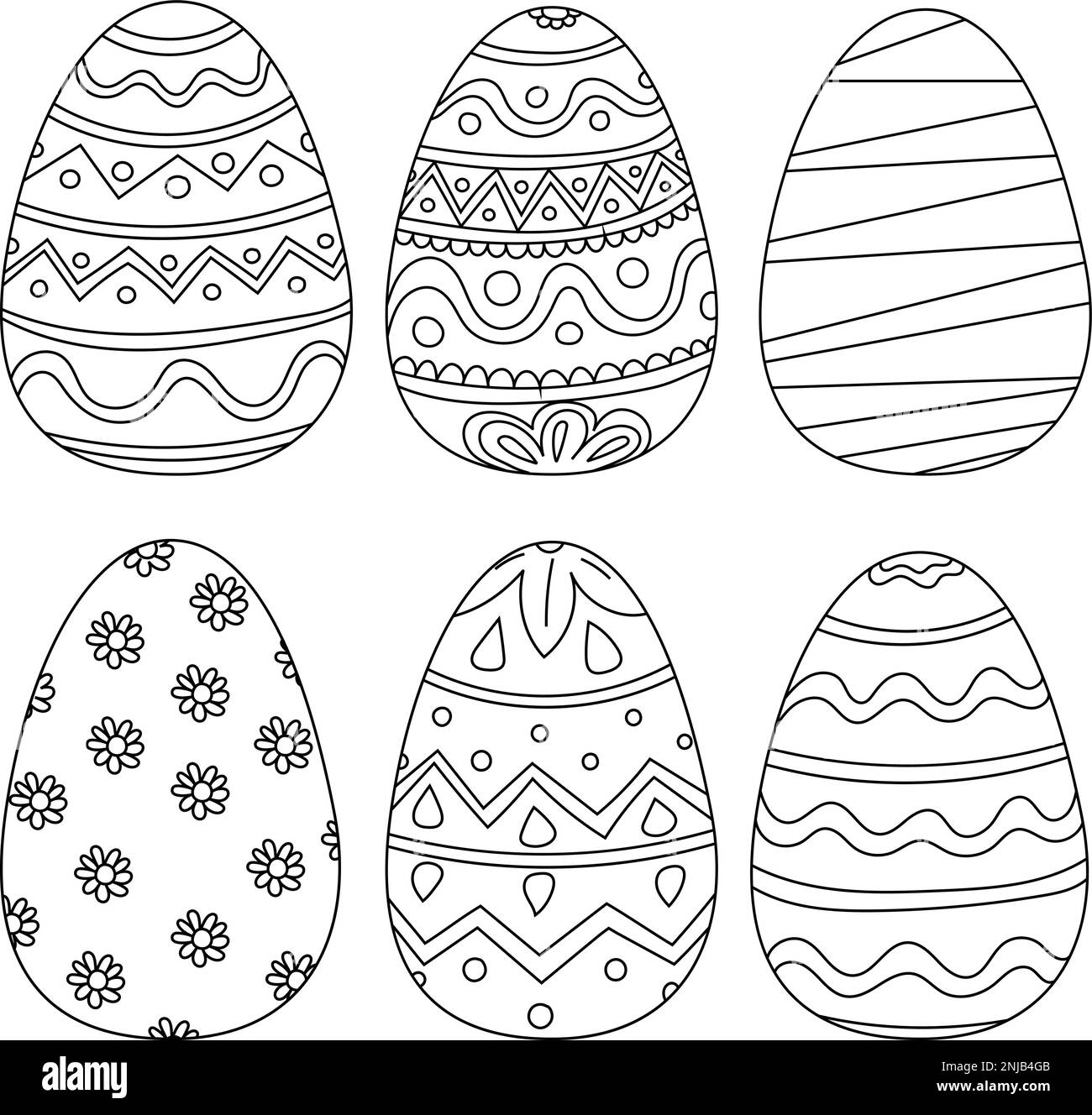 Easter eggs set doodle style. Happy easter hand drawn isolated on white background Stock Vector ...