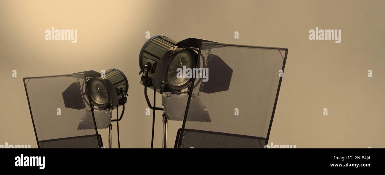 Film light for video production camera in studio set. Use as studio ...