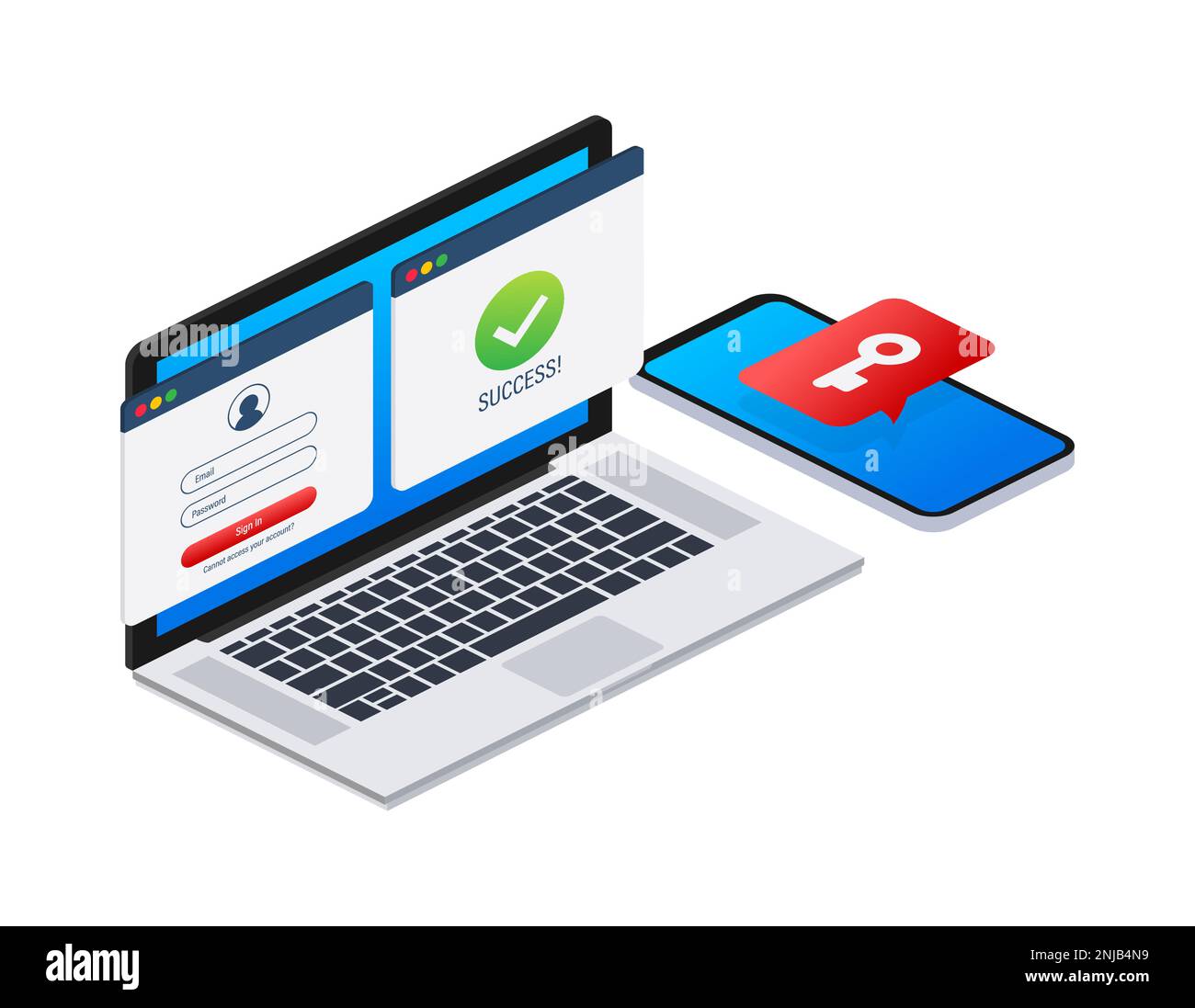 Two Step Authentication Duo Authentication Flat Cartoon Smartphone And Computer Safety Login