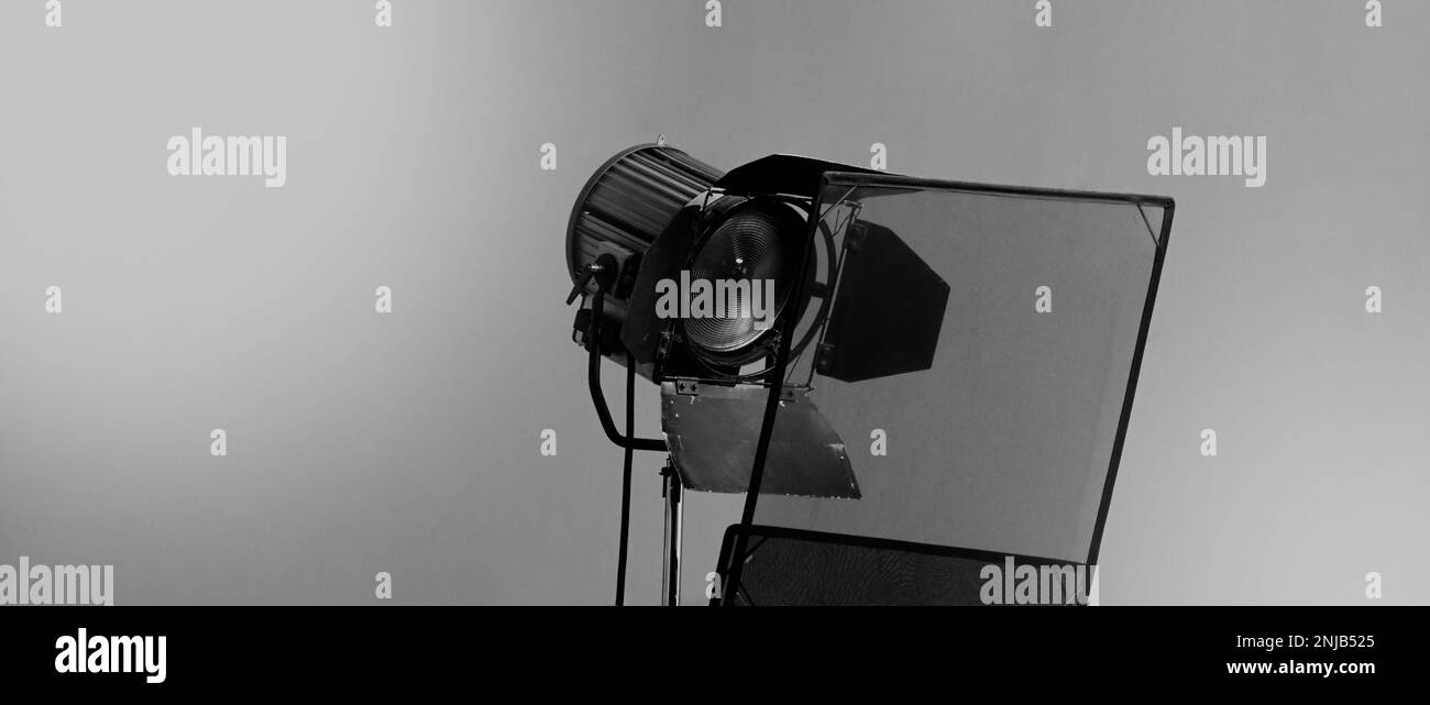 Film light for video production camera in studio set. Use as studio ...