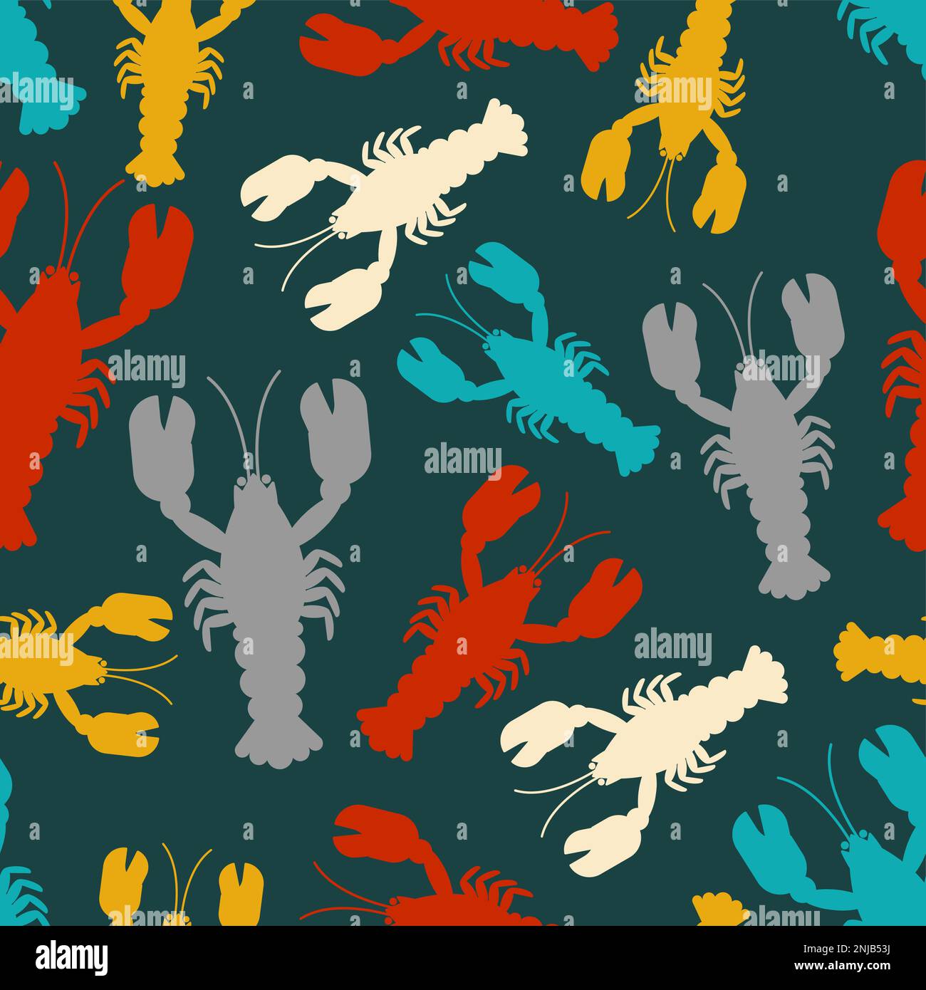 Crayfish pattern seamless. Sea animal with claws background. Baby ...
