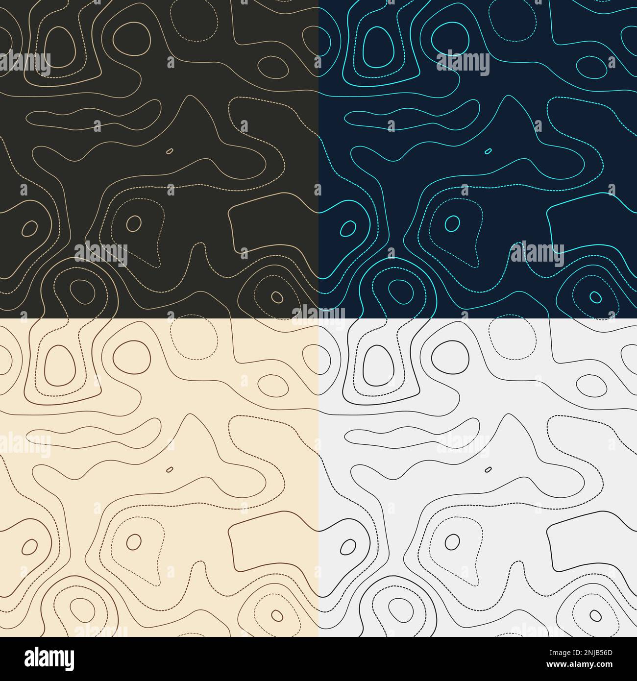 Topography patterns. Seamless elevation map tiles. Attractive isoline ...