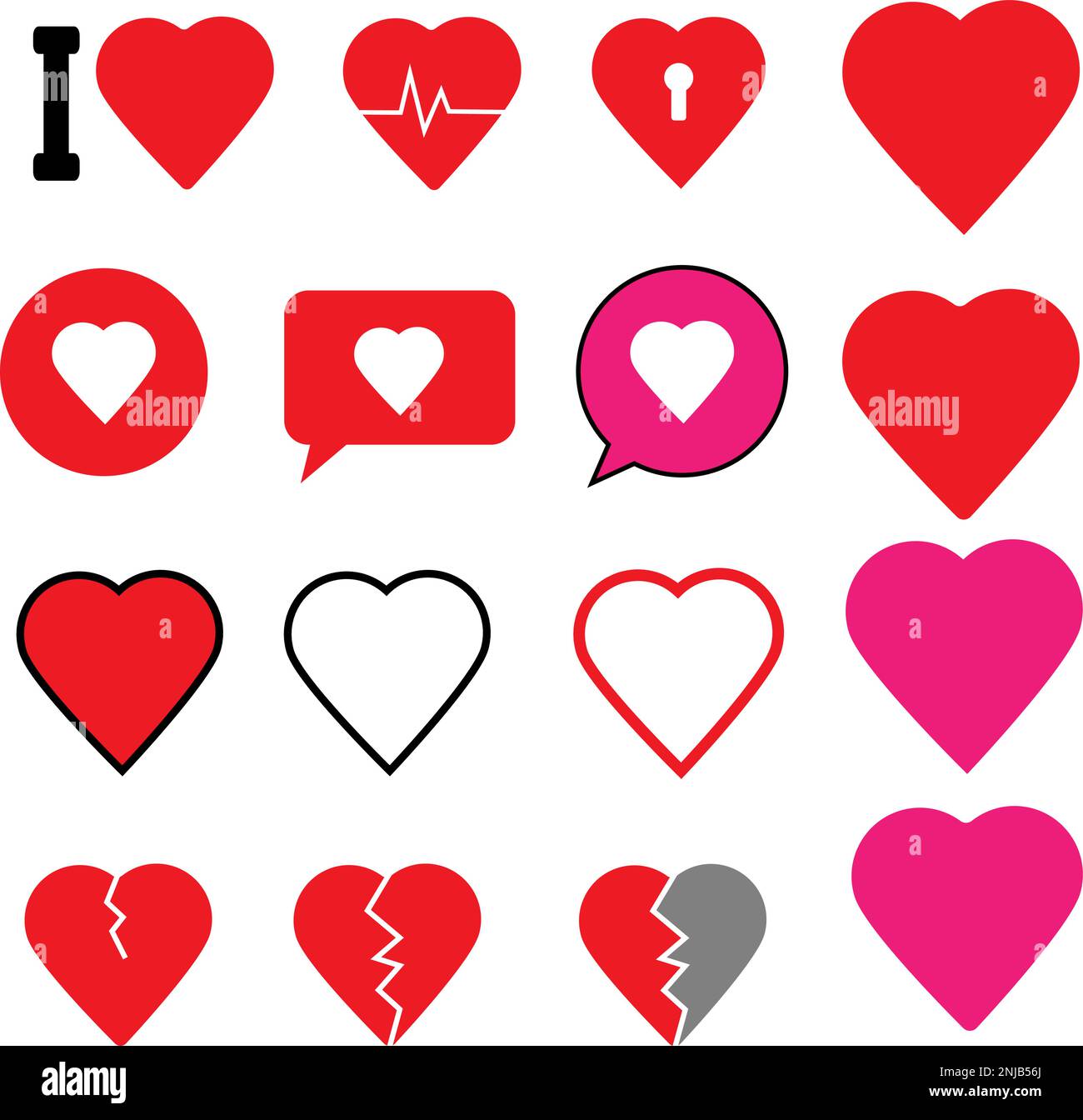 Collection of heart illustrations, Love symbol icon set, love symbol ...