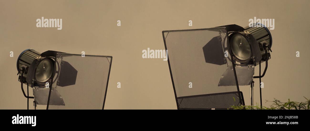 Film light for video production camera in studio set. Use as studio ...