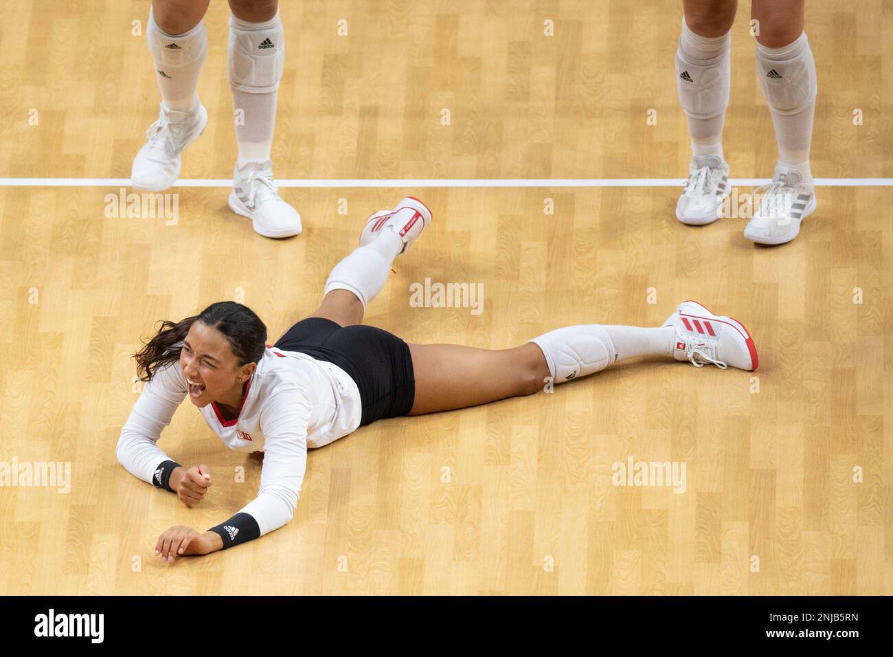 Nebraska's Kenzie Knuckles (2) reacts after missing the ball during an ...