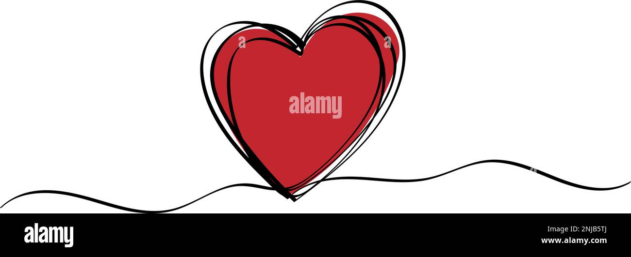 Heart Line Drawing. Continuous Line Drawing of Heart Trendy Minimalist ...